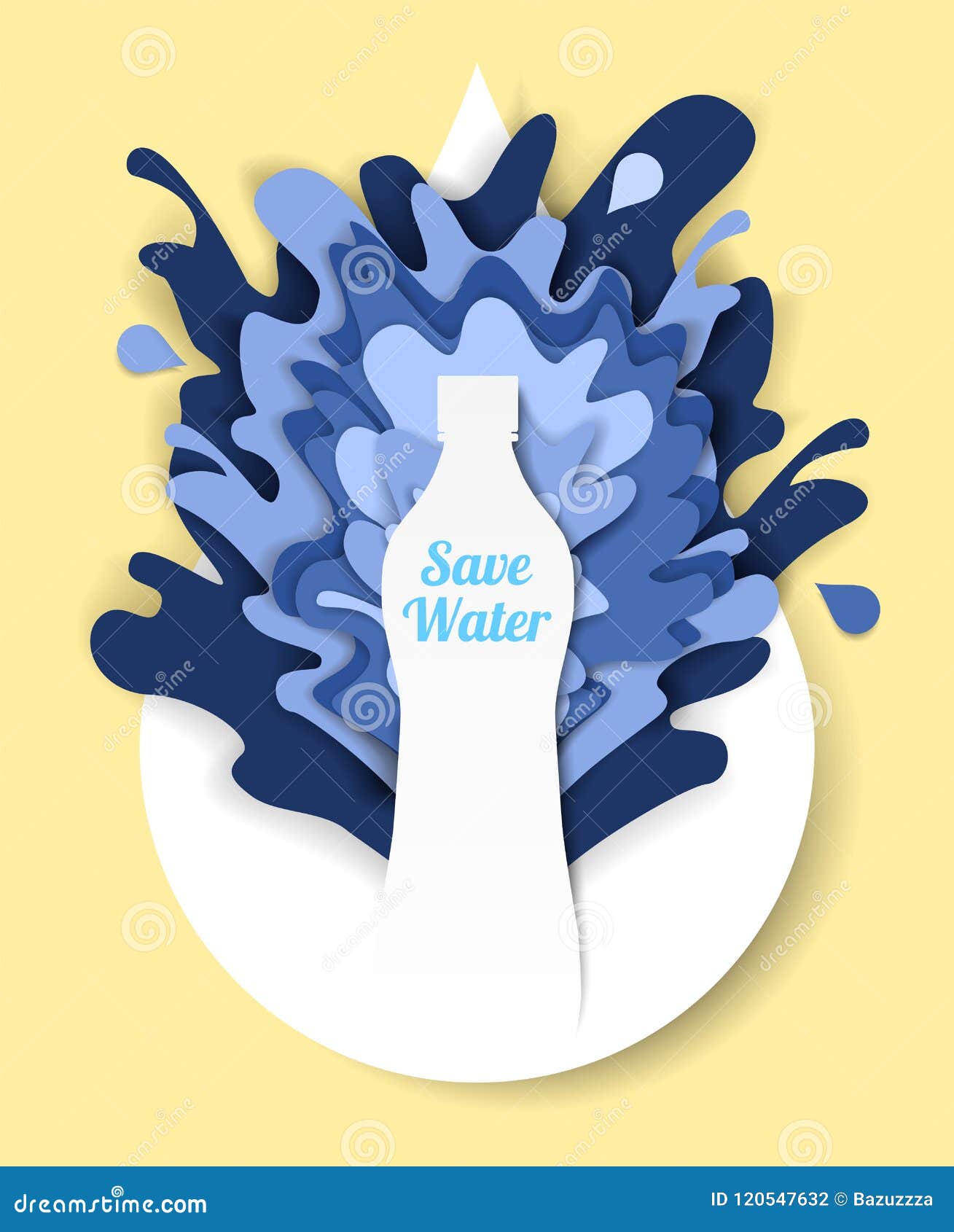 Save Water Vector Paper Cut Design Template Stock Vector - Illustration ...