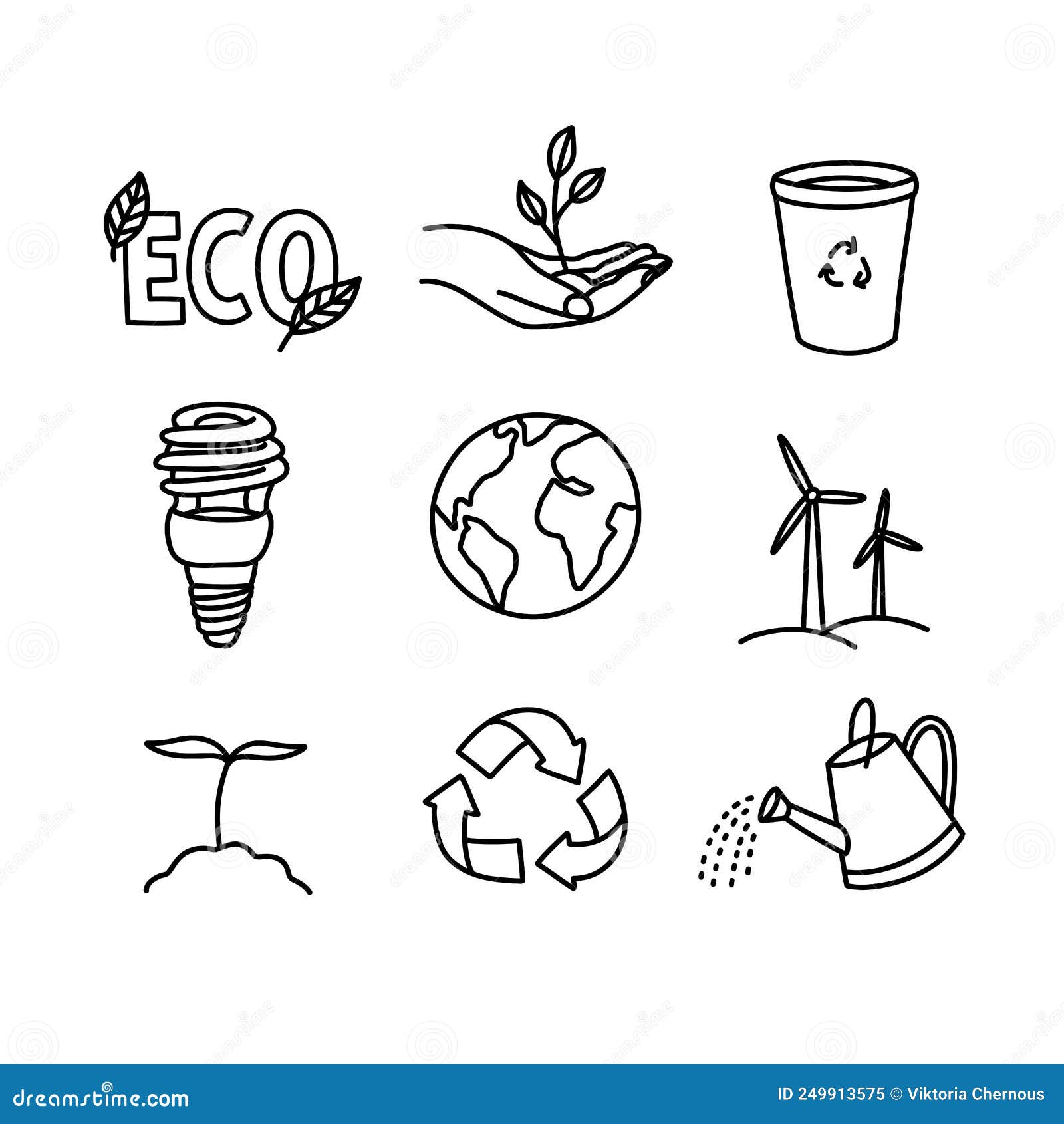 Ecology, Environment Doodle Icon Set, Vector Color Line Illustration ...