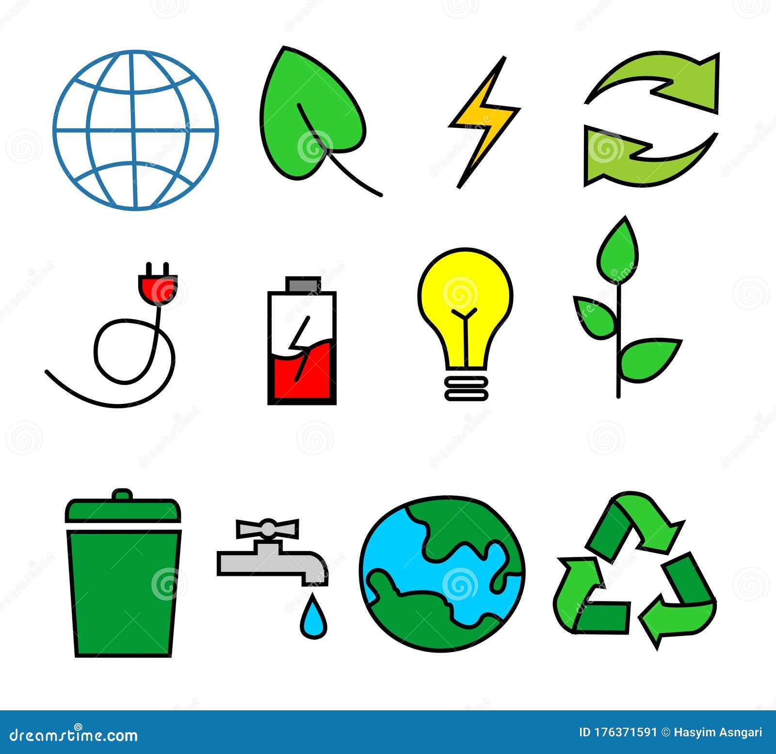 Ecology Environment Element Icon Stock Vector - Illustration of line ...