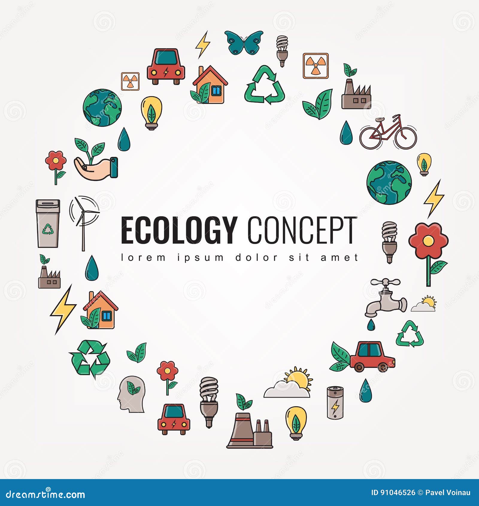 Ecology and Environment Icons. Round Thin Line Ecology Symbol. Hand ...