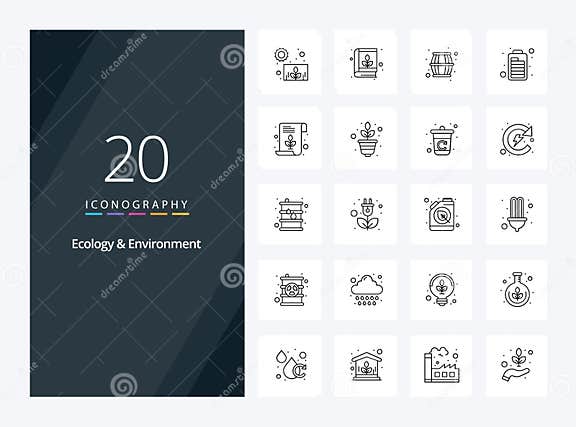 20 Ecology and Environment Outline Icon for Presentation Stock Vector ...
