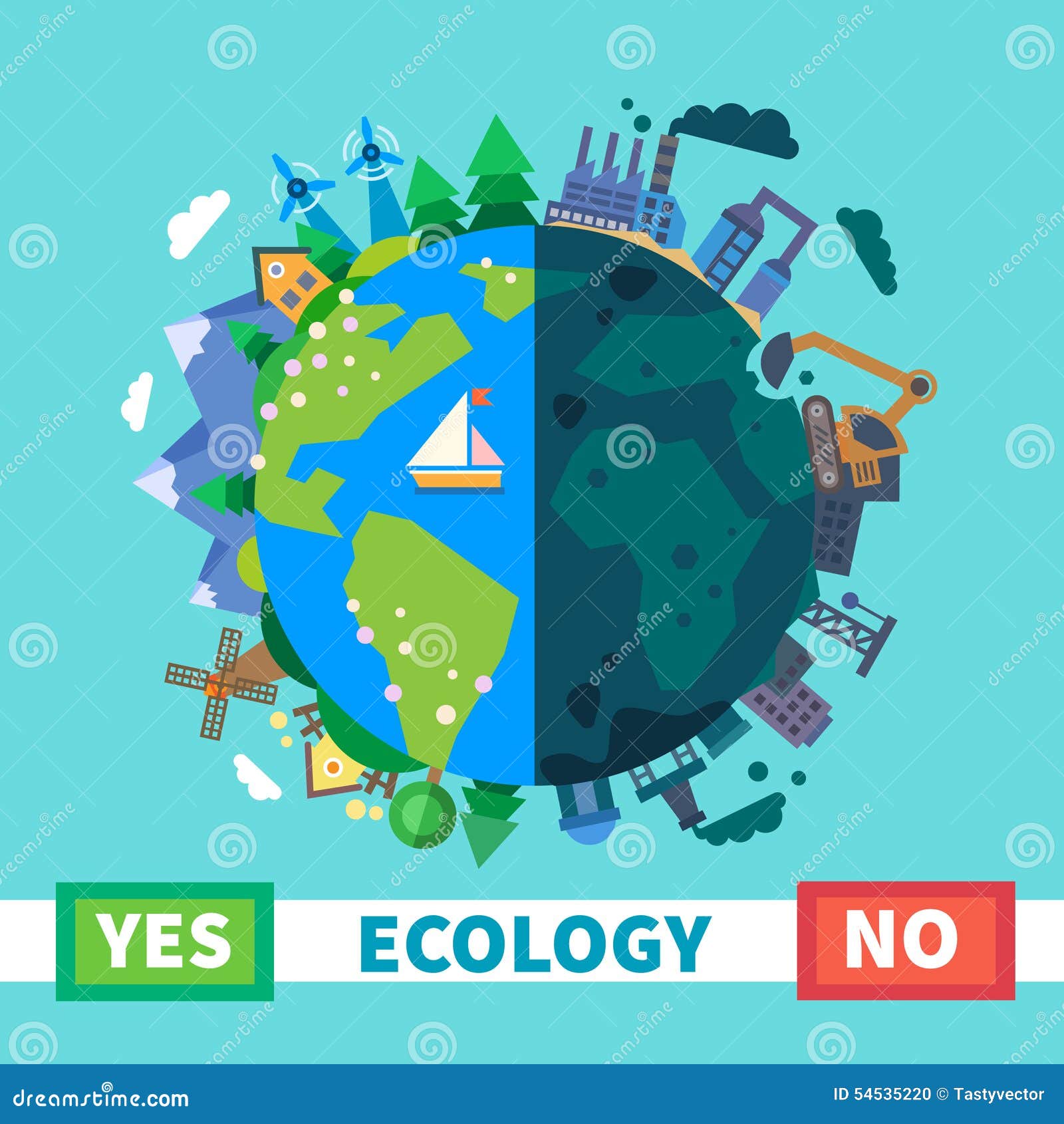 Pollution Ecology Smog Risk Plants Smoke Recovery Garbage Waste Cartoon ...