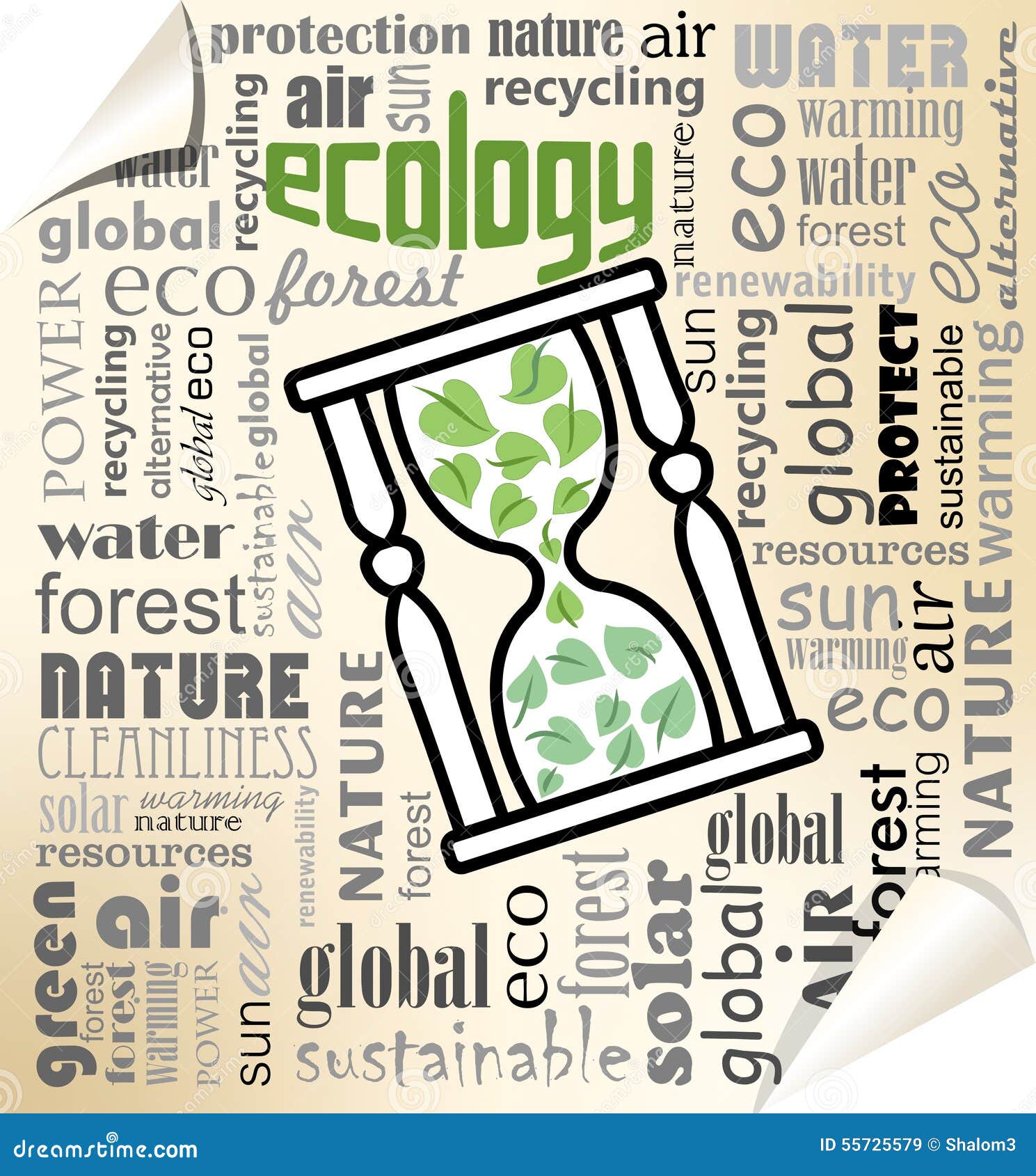 Ecology Environmental Theme with Glashour on Typographic Background ...