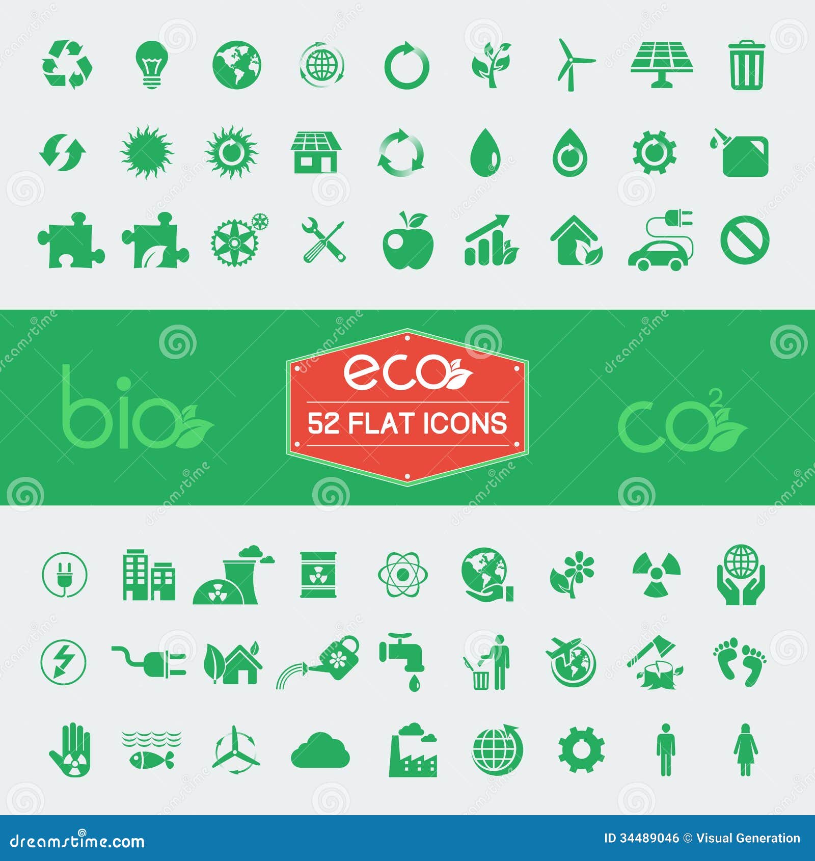 Ecology Flat Icon Set stock vector. Illustration of house - 34489046