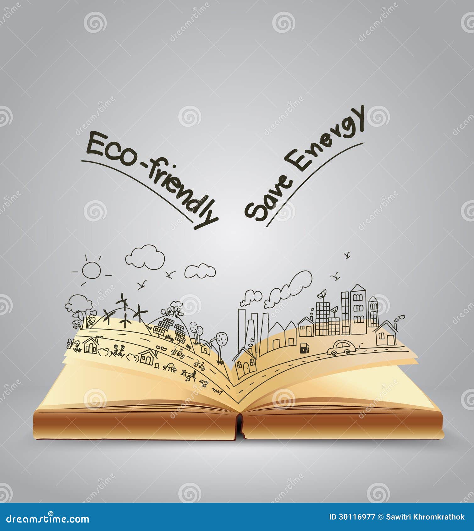 Vector Ecology Friendly Creative Concept Drawing O Stock Vector ...