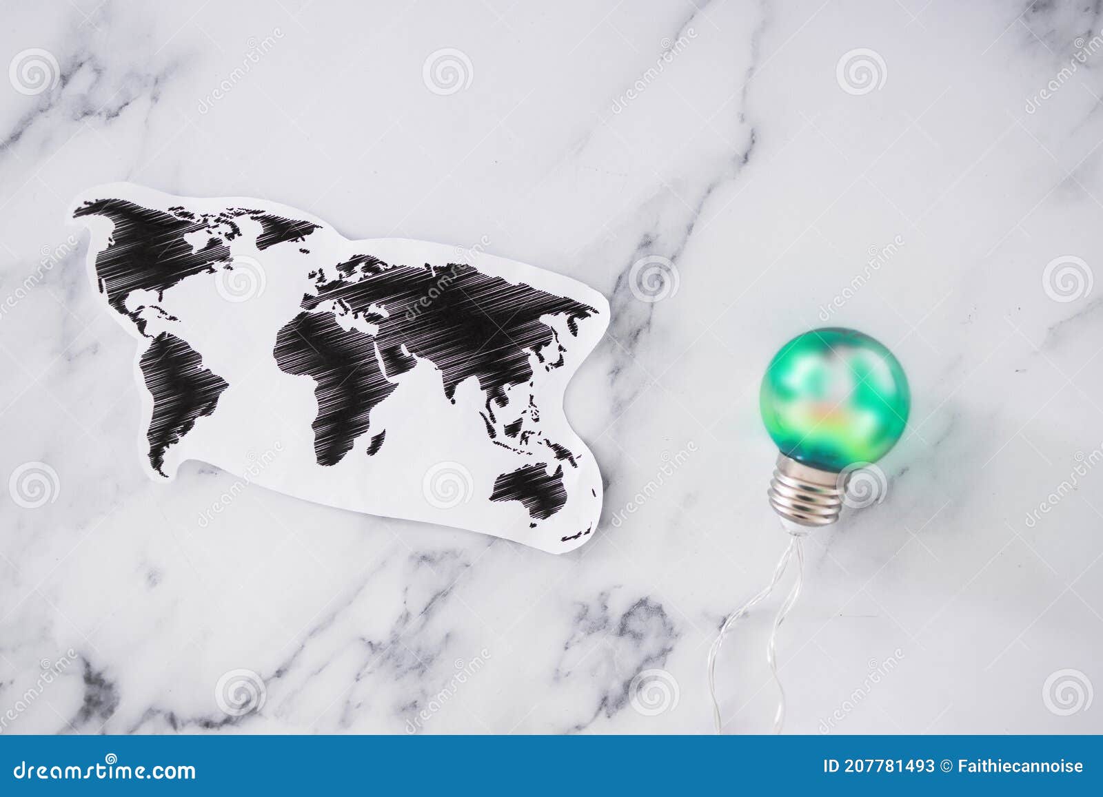 Ecology and Green Ideas for the Environment, Green Light Bulb Next To ...