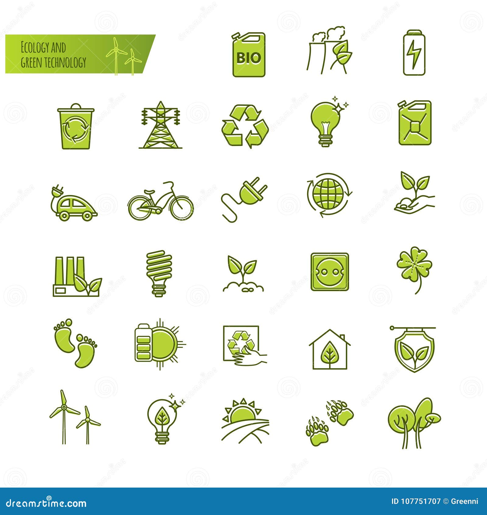 Ecology, Green Technology, Organic. Thin Line Icons Set Stock Vector ...