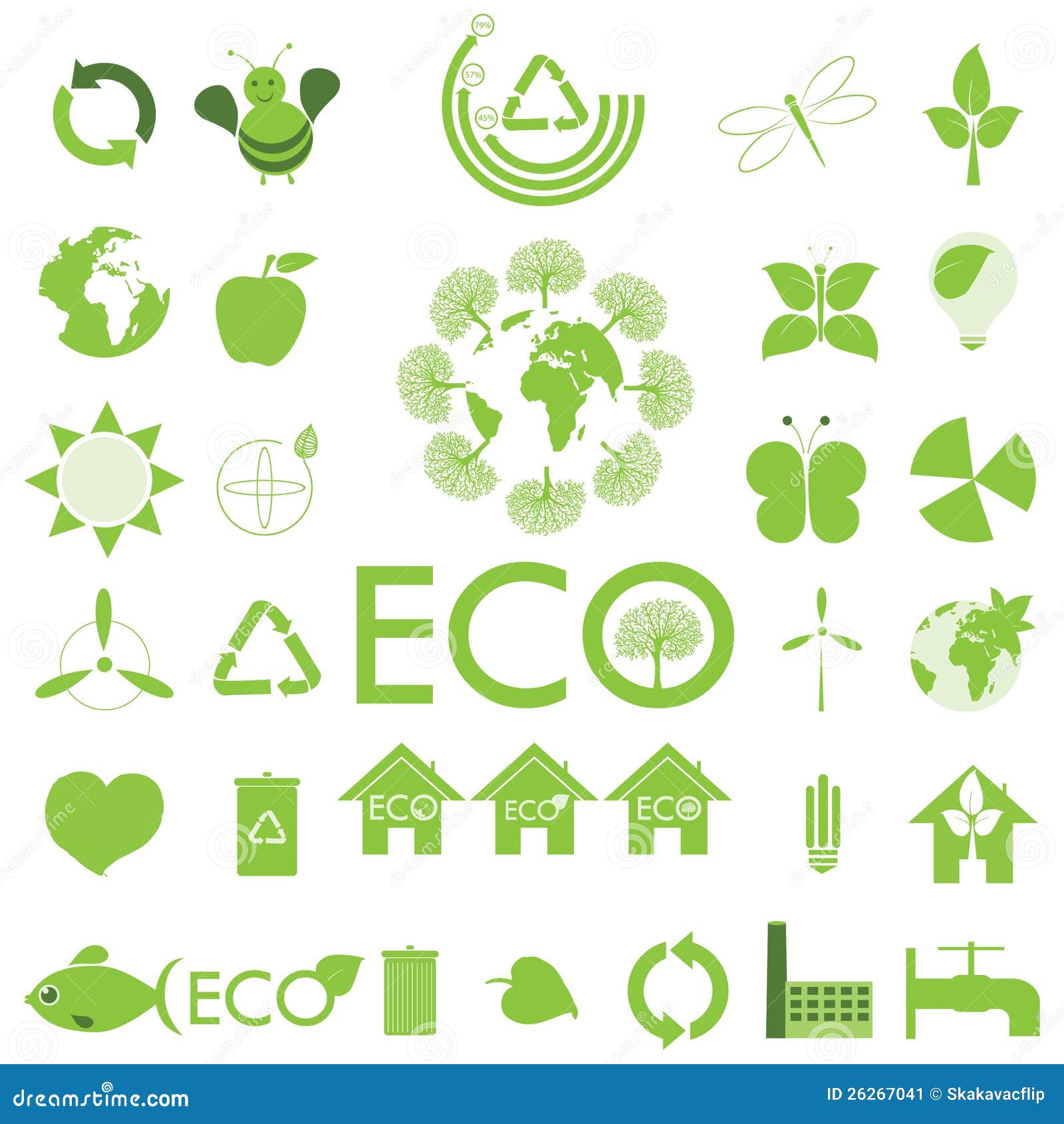 Ecology Icon Set Eco Icons Stock Vector Illustration Of Ecologic