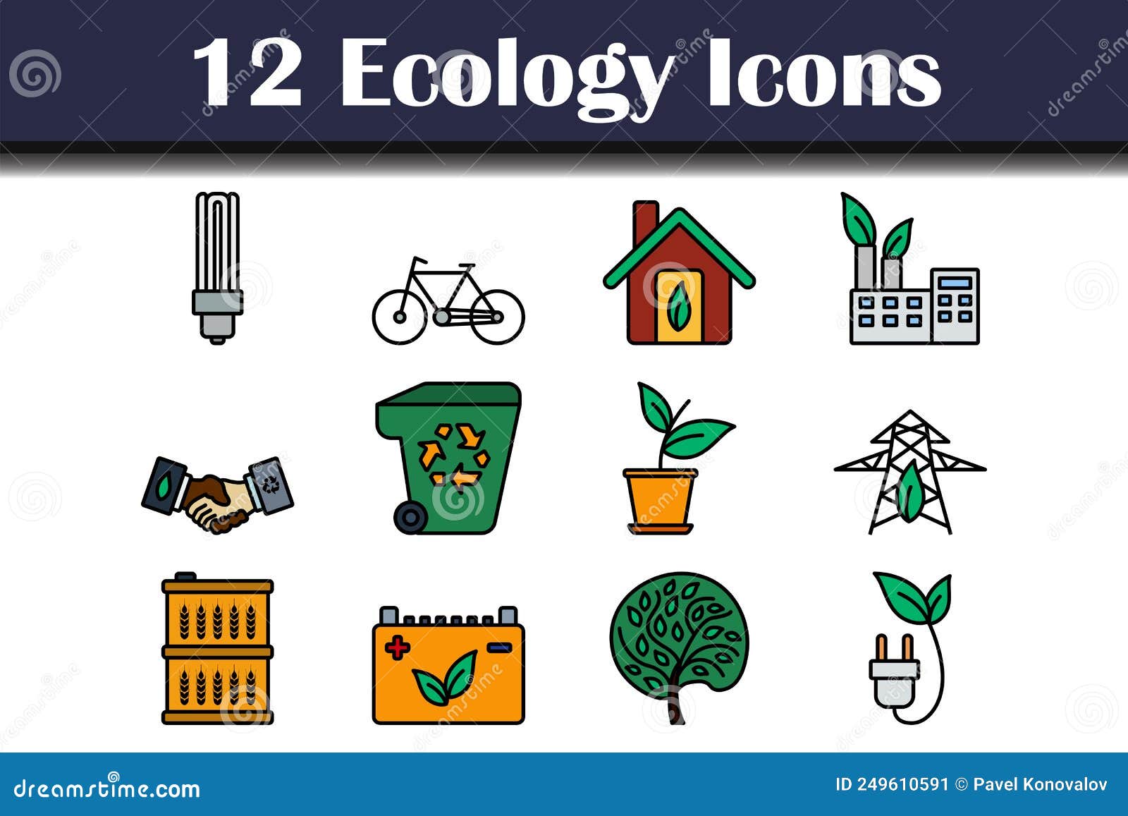 Ecology Icon Set stock vector. Illustration of graphic - 249610591