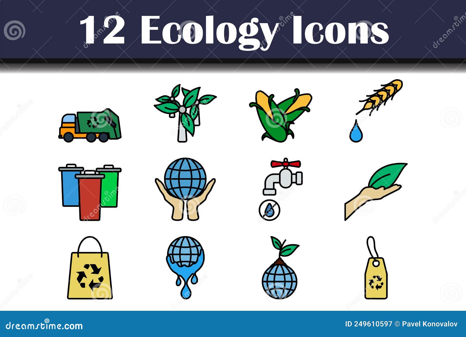 Ecology Icon Set stock vector. Illustration of power - 249610597