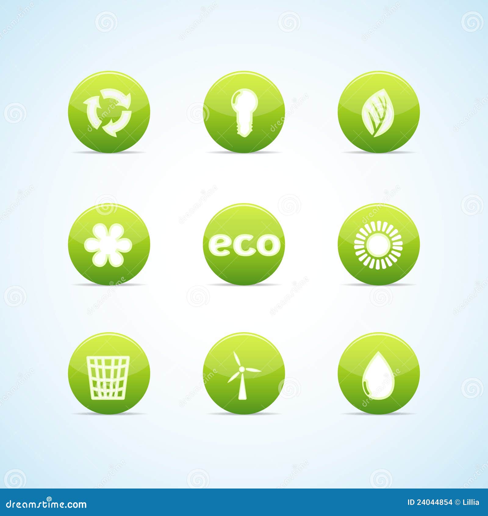 Ecology Icon Set for Green Design Stock Vector - Illustration of light ...