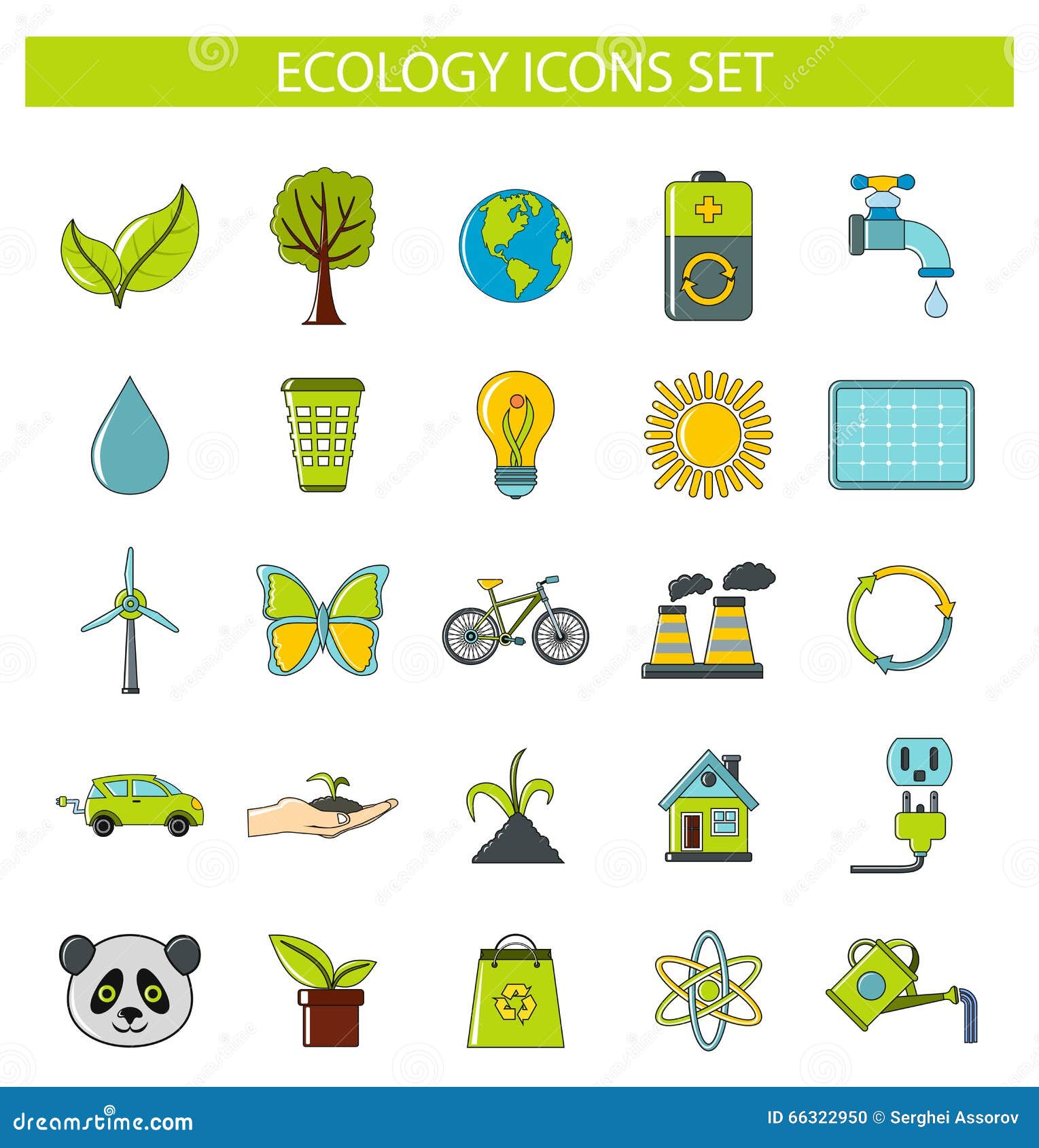 Ecology Icons Set in Cartoon Style Stock Vector - Illustration of ...