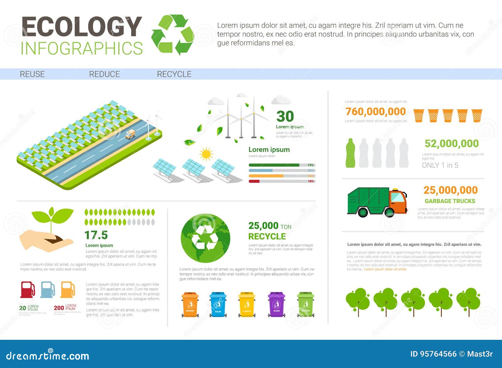 Ecology Infographic Banner Recycle Waste Sorting Garbage Concept ...