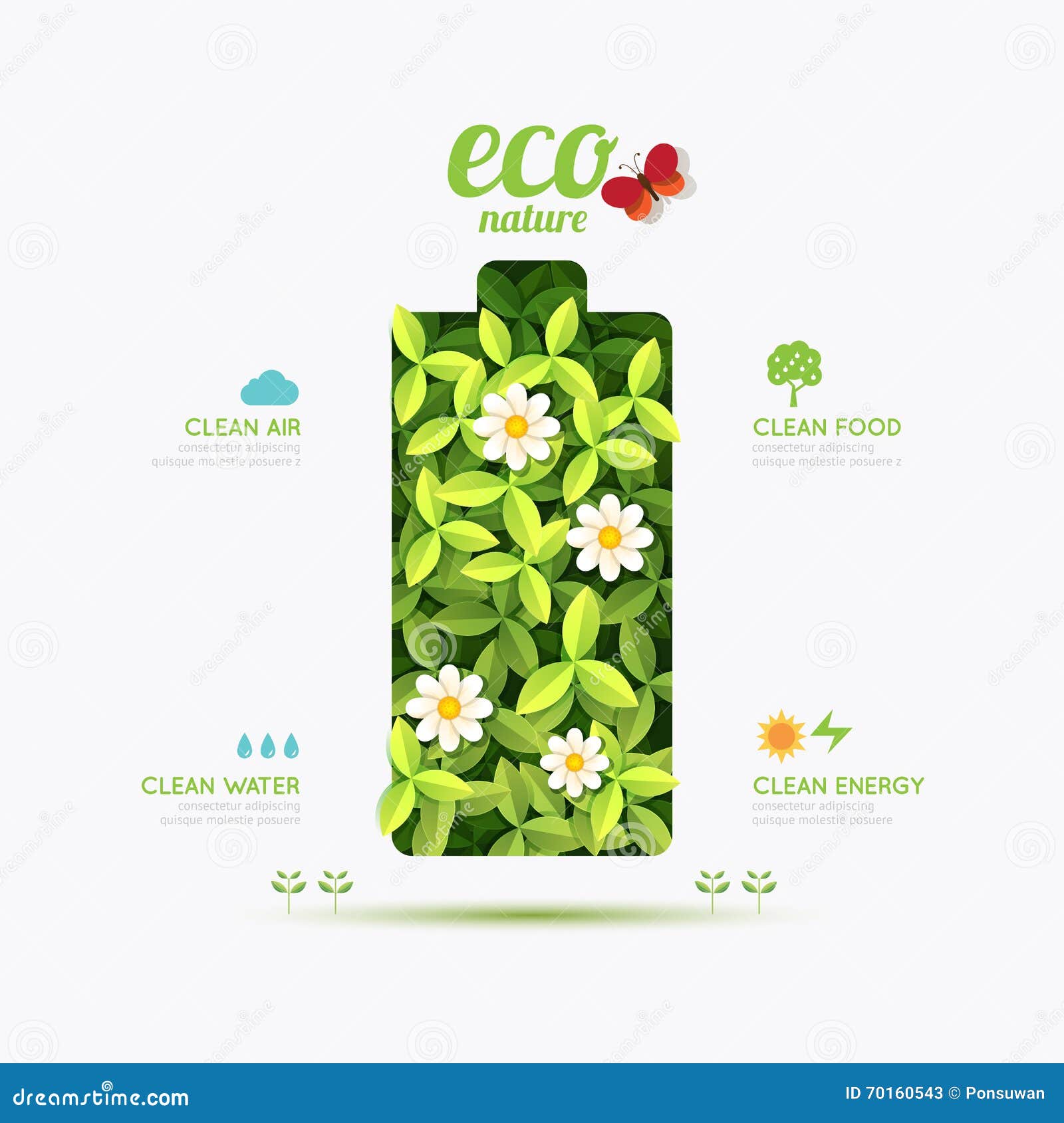 Ecology Infographic Battery Symbol Shape Design.save Nature Stock ...