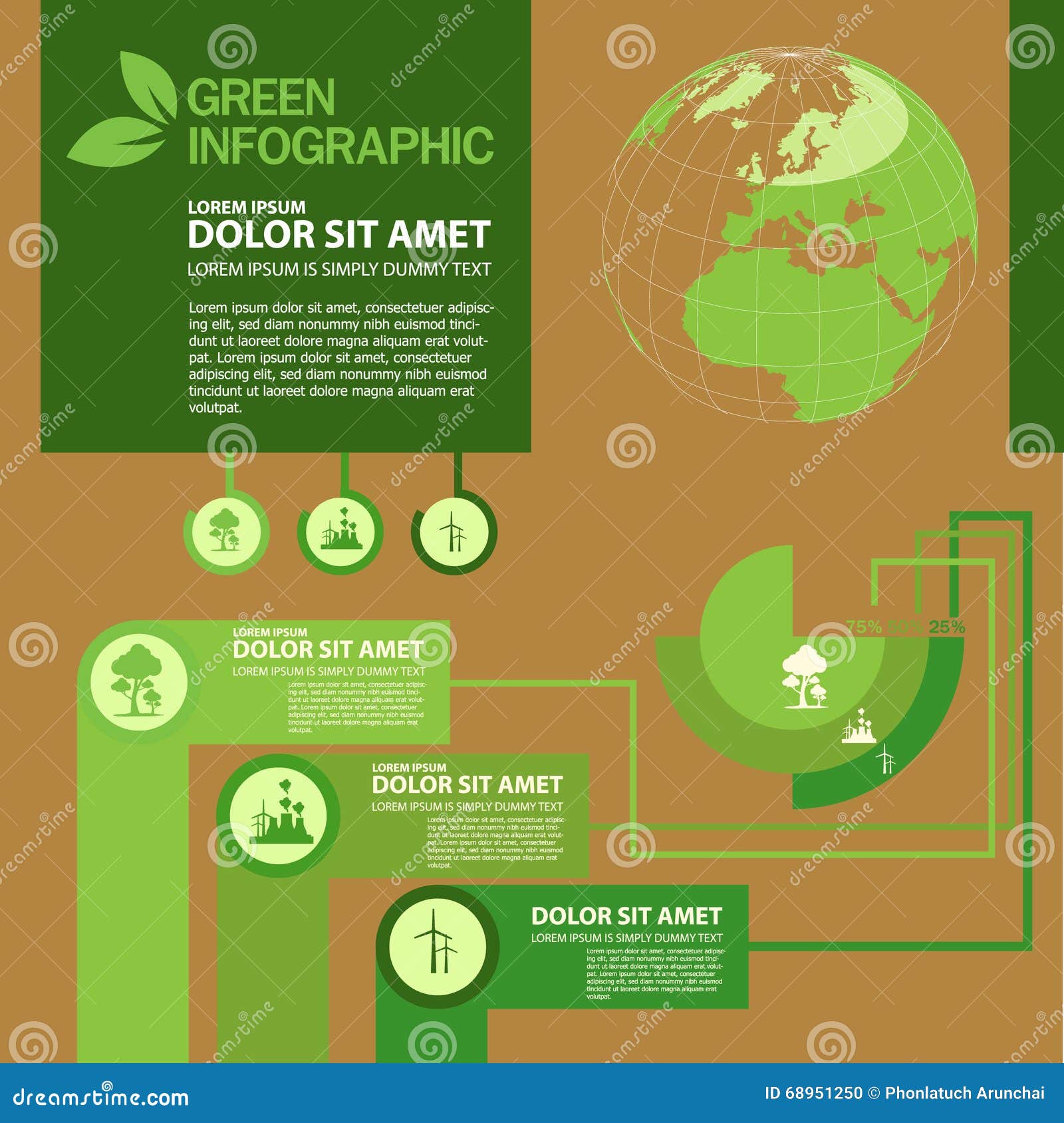 Ecology Infographic Design Template with Graphic Elements Set ...