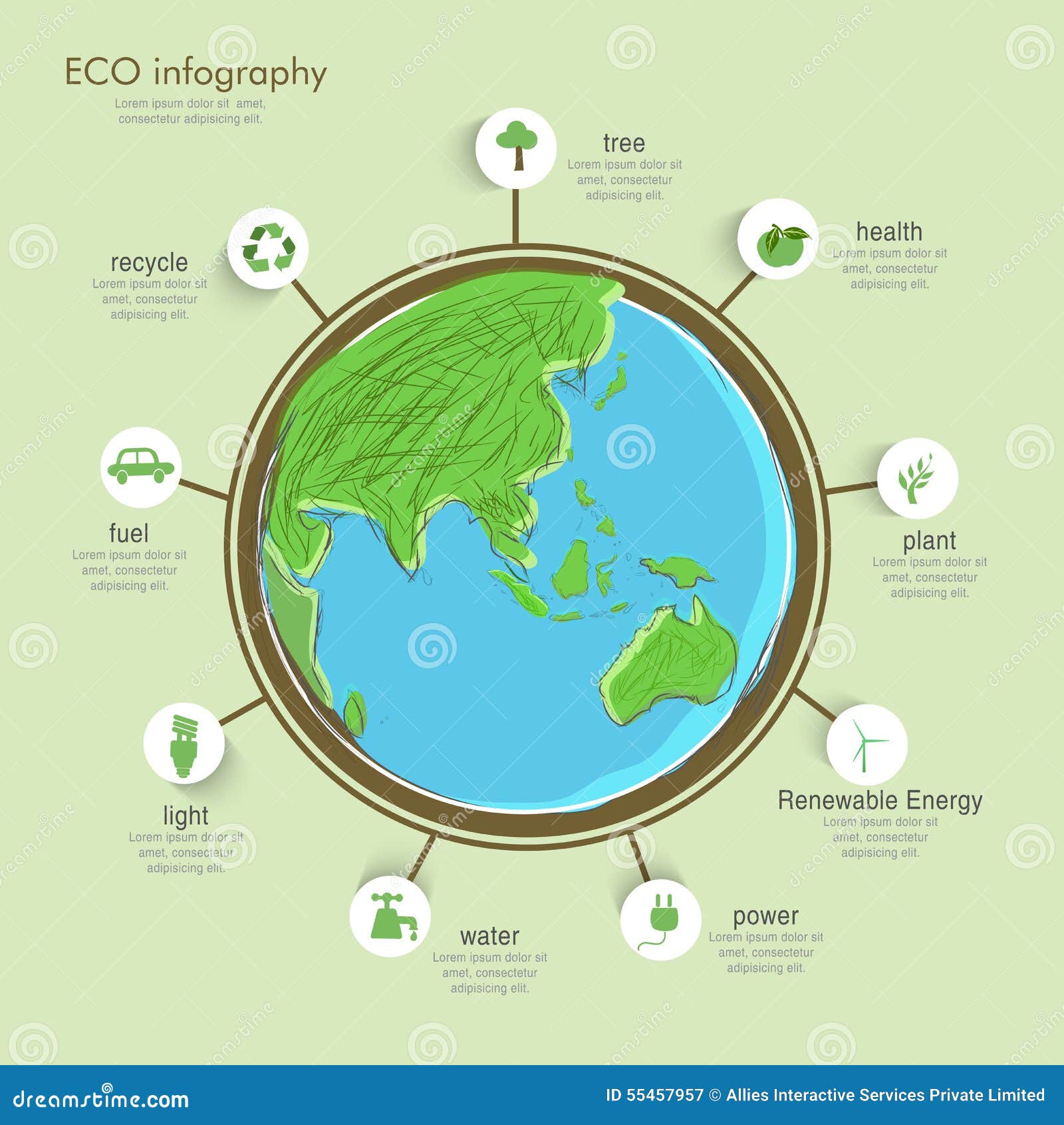 Ecology Infographic Elements with Globe. Stock Illustration ...