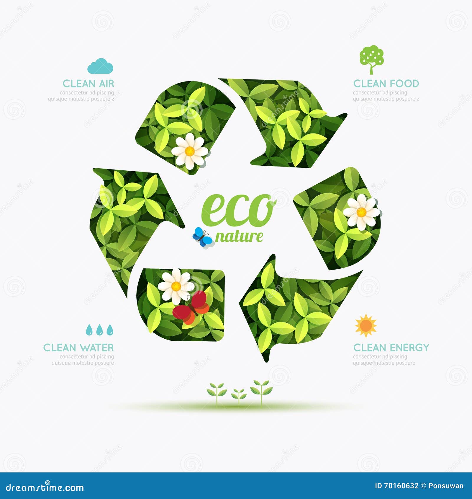 Ecology Infographic Recycle Symbol Shape Design. Save Nature Stock ...