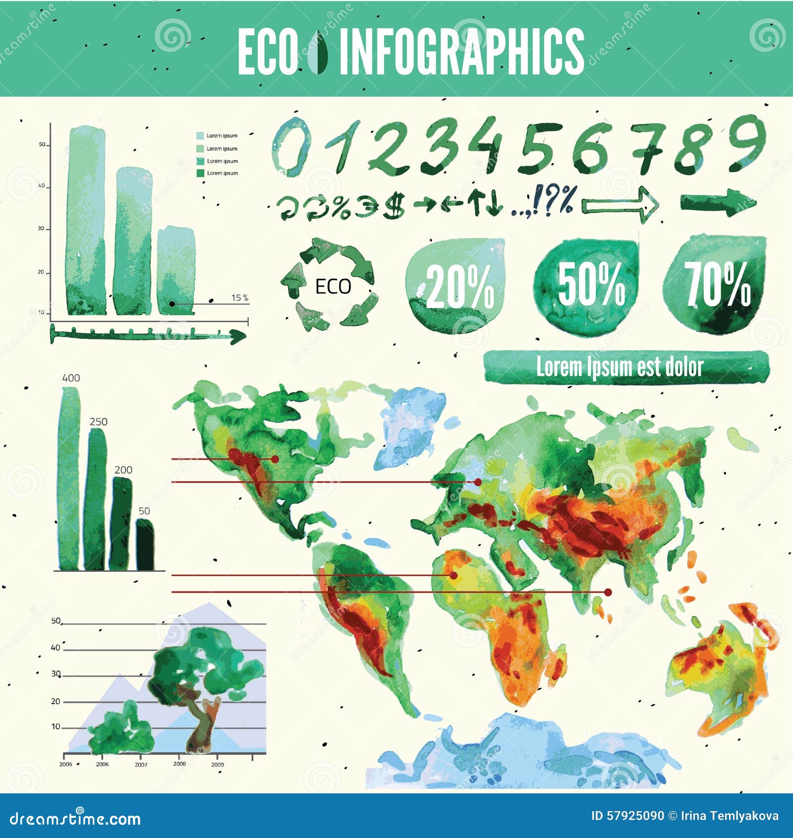 Ecology Infographic, Vector Illustration, Watercolor Illustration ...