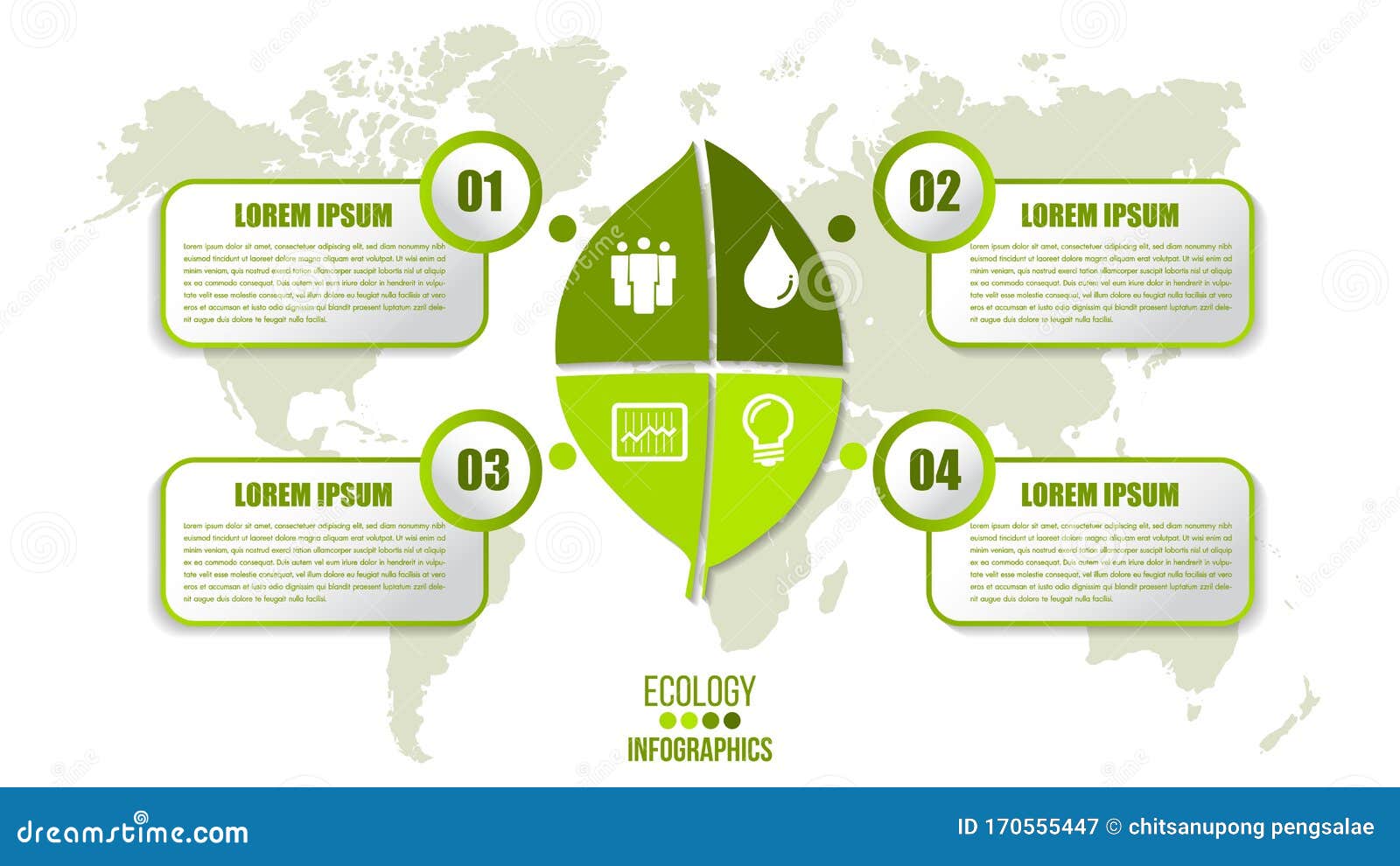 Ecology Infographics Green Friendly Environment With Leaf And World Map ...