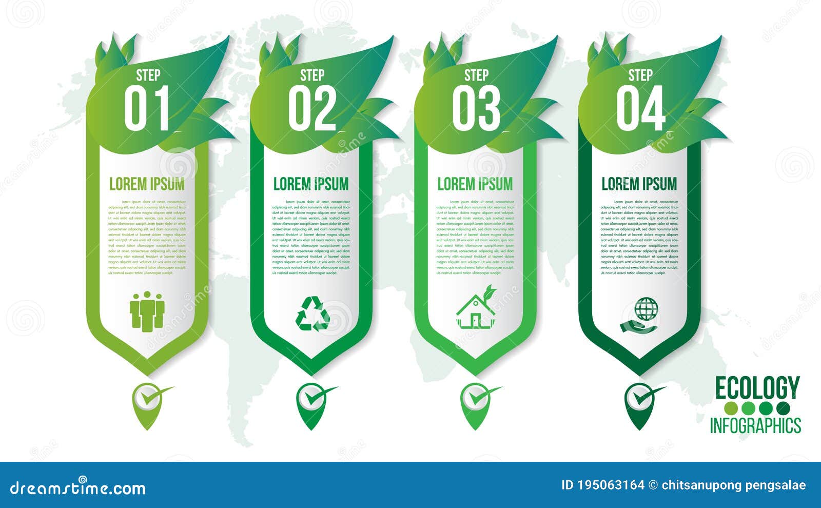 Ecology Infographics Green Friendly Environment with Leaf and World Map ...