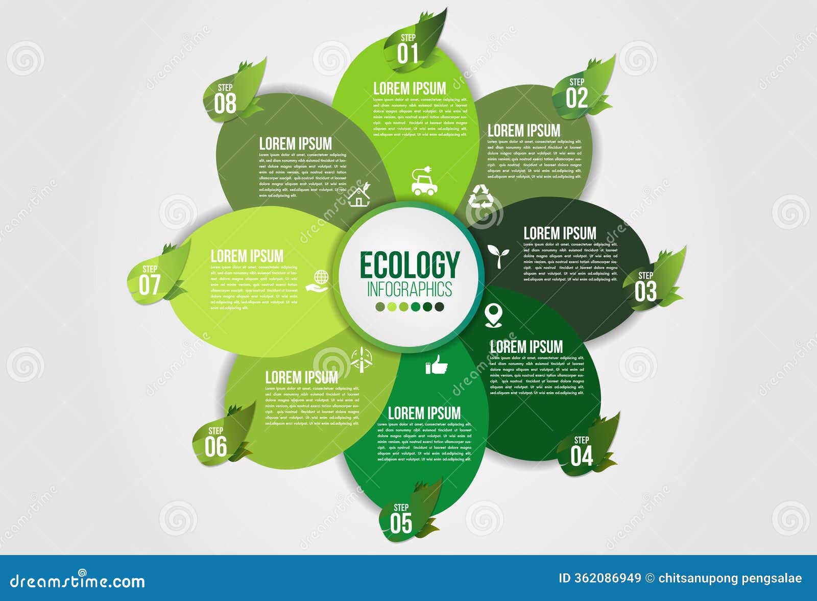 Ecology Infographics Green Friendly Environment with Leaf and World Map ...