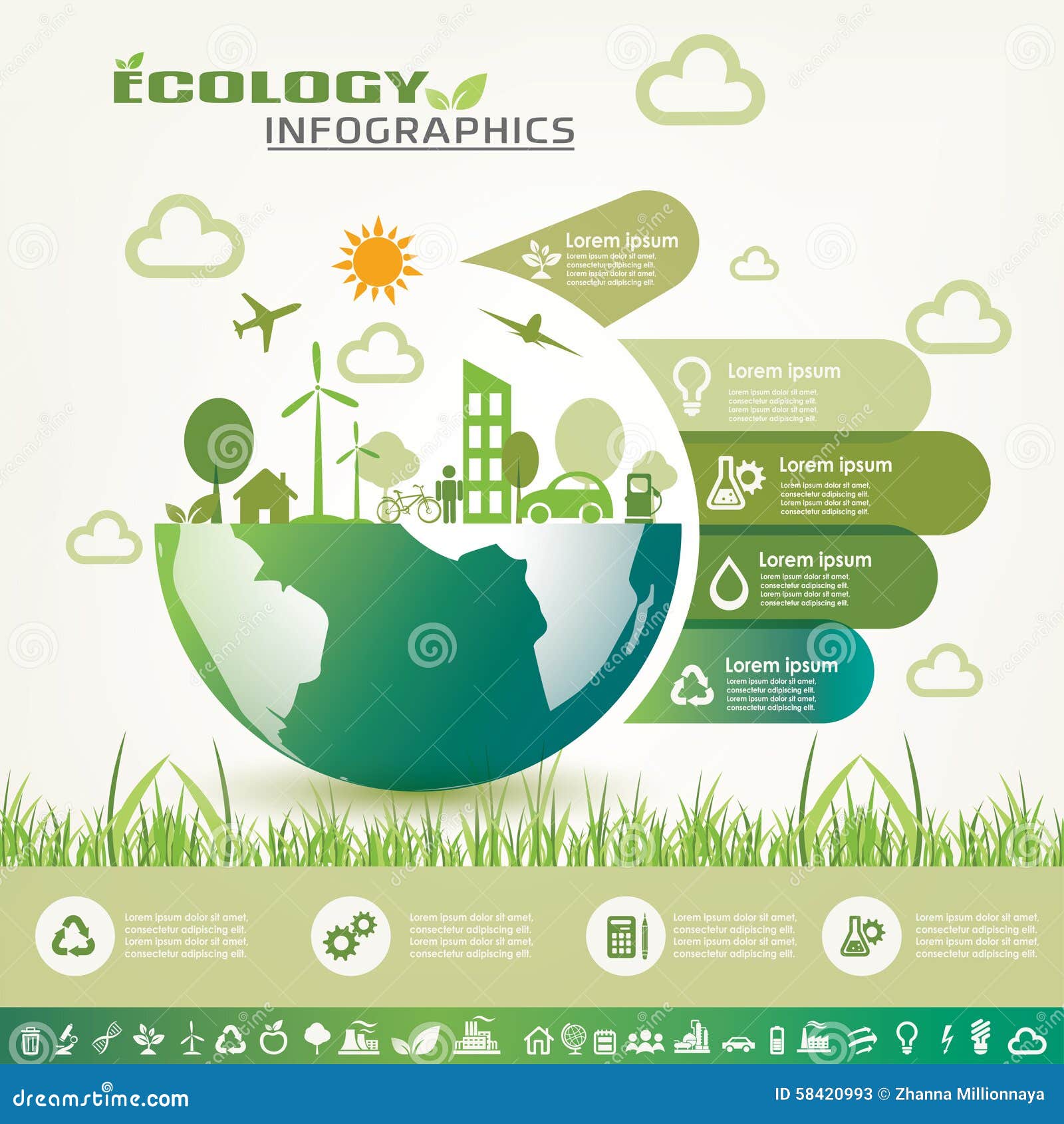 Ecology Infographics, Vector Icons Collection Stock Vector ...