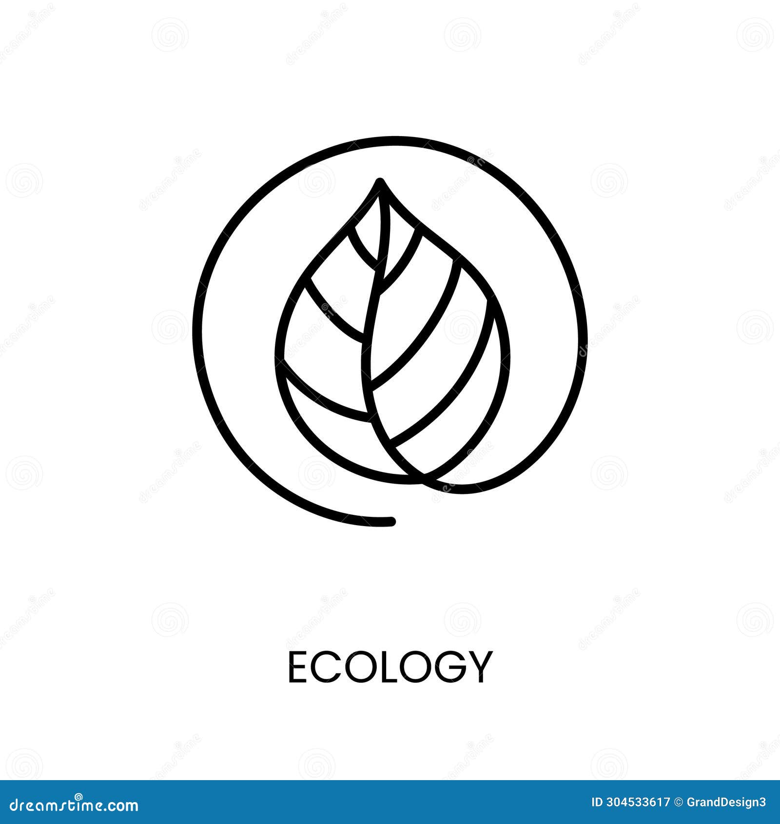 Ecology, Leaf in Circle Line Icon Vector Stock Illustration ...