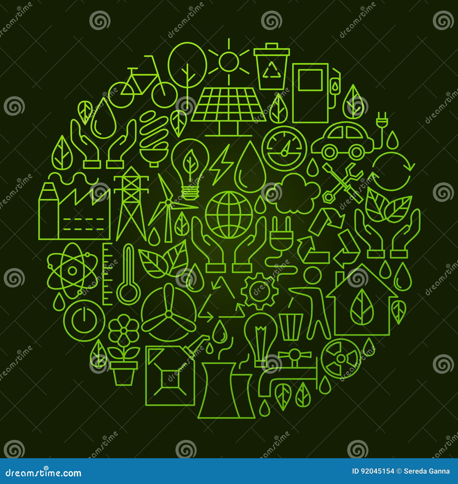 Ecology Line Icon Circle Concept Stock Vector - Illustration of ...