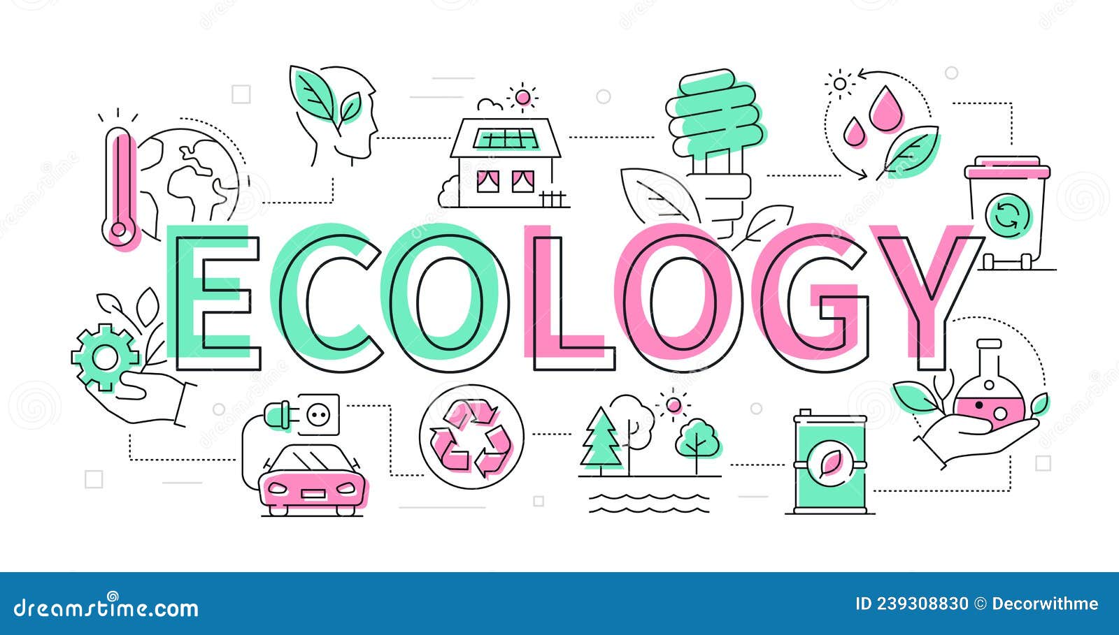 Ecology - Modern Flat Design Style Web Banner with Line Elements Stock ...