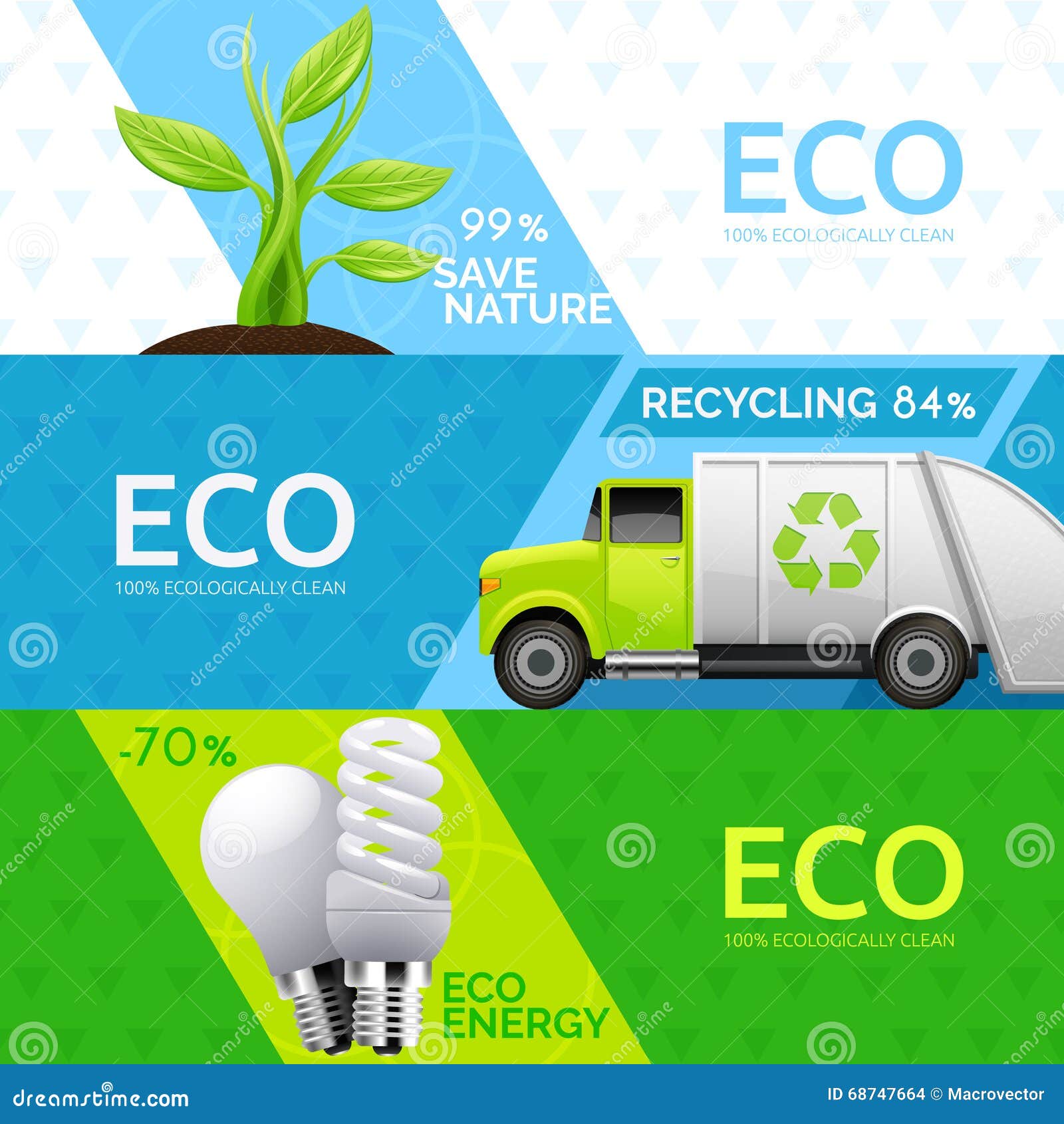 Ecology Nature Recycling Flat Banners Set Stock Vector - Illustration ...