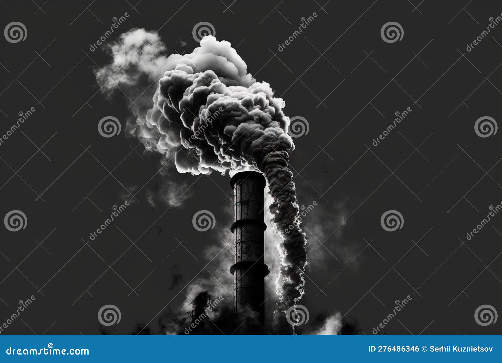 Ecology Pollution, Smoke from a Pipe on a Black Background, Graphic ...
