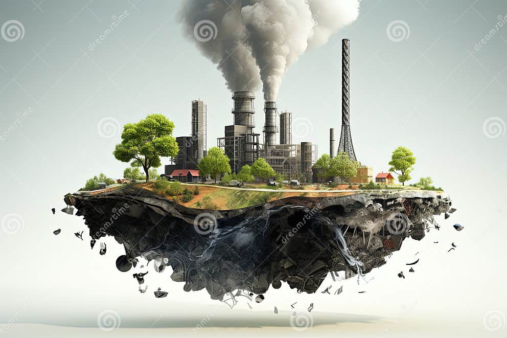 Ecology Problems Awareness Concept. Illustration of Impact of Human ...