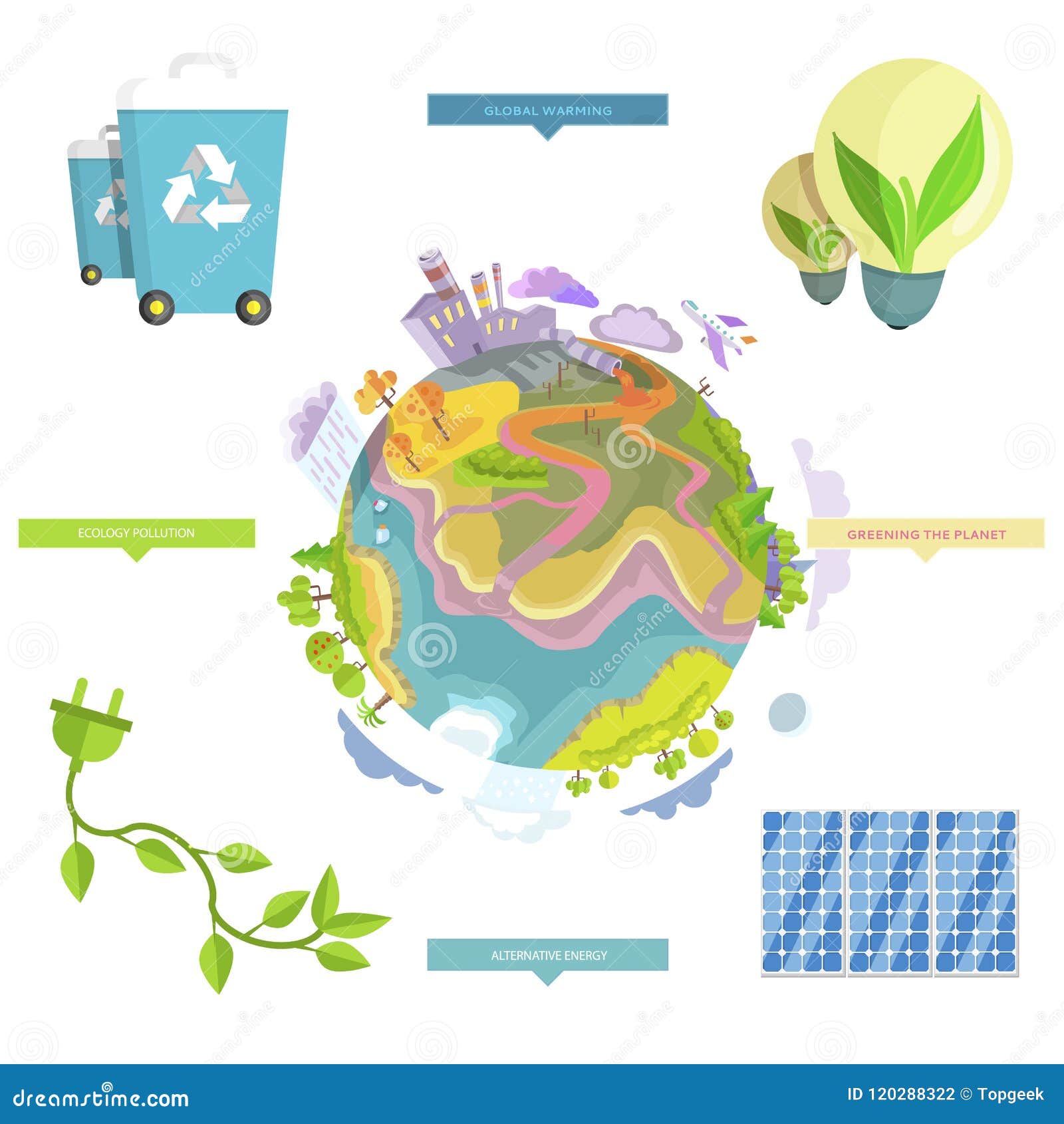 Ecology Problems and Real Solutions Illustration Stock Vector ...