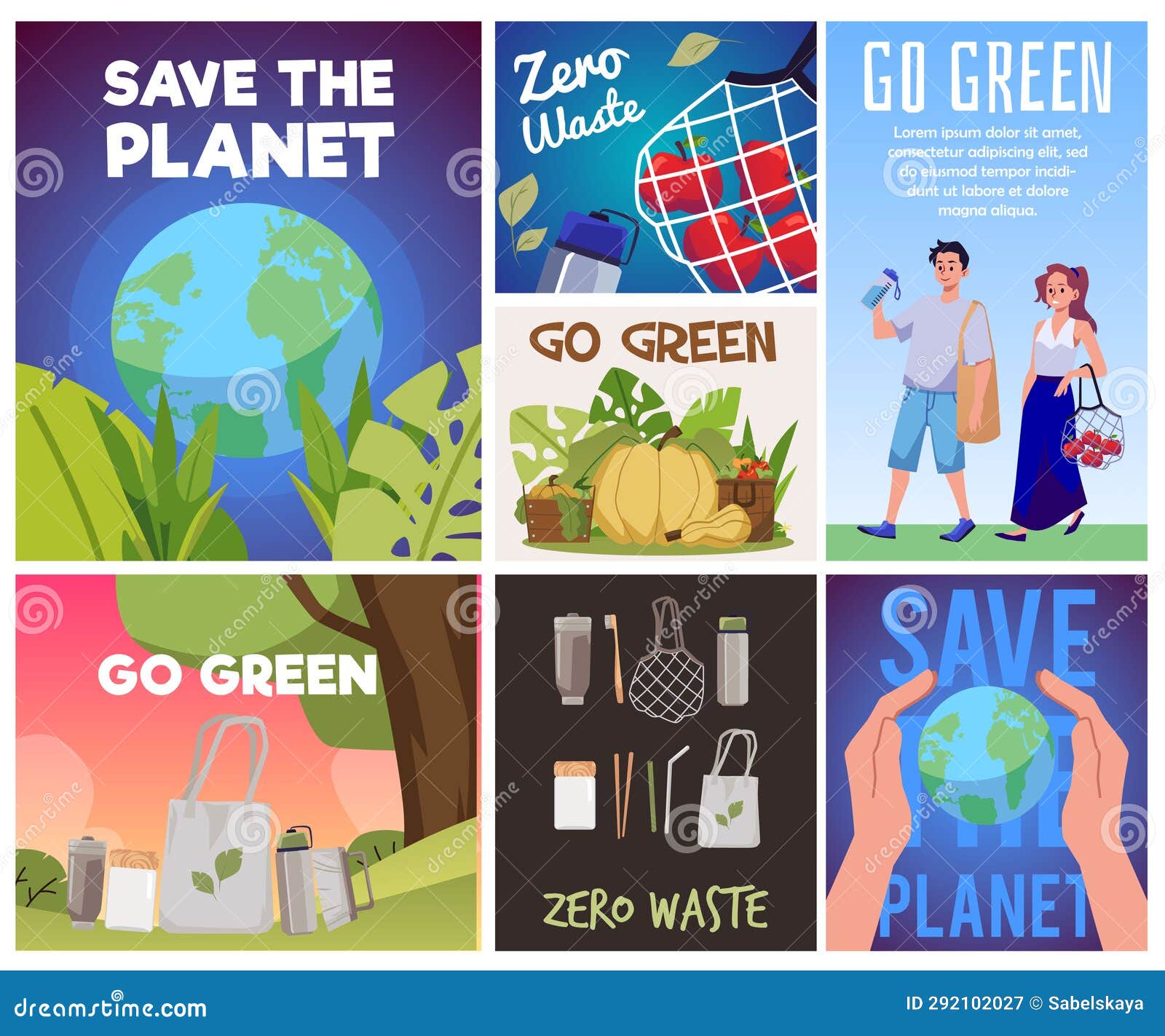 Ecology and Recycle Banners or Social Media Posters, Flat Vector ...