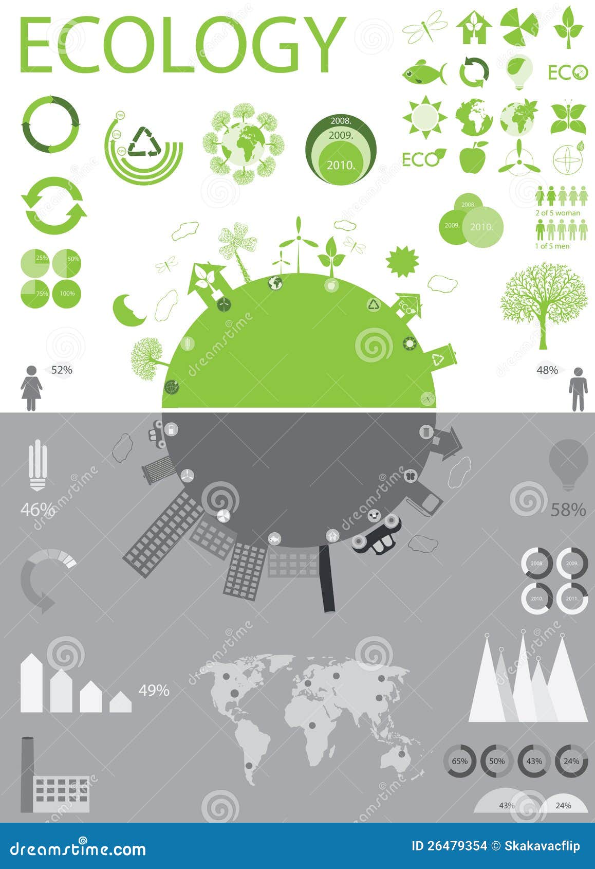 Ecology, Recycling Info Graphics Collection Stock Vector - Illustration ...