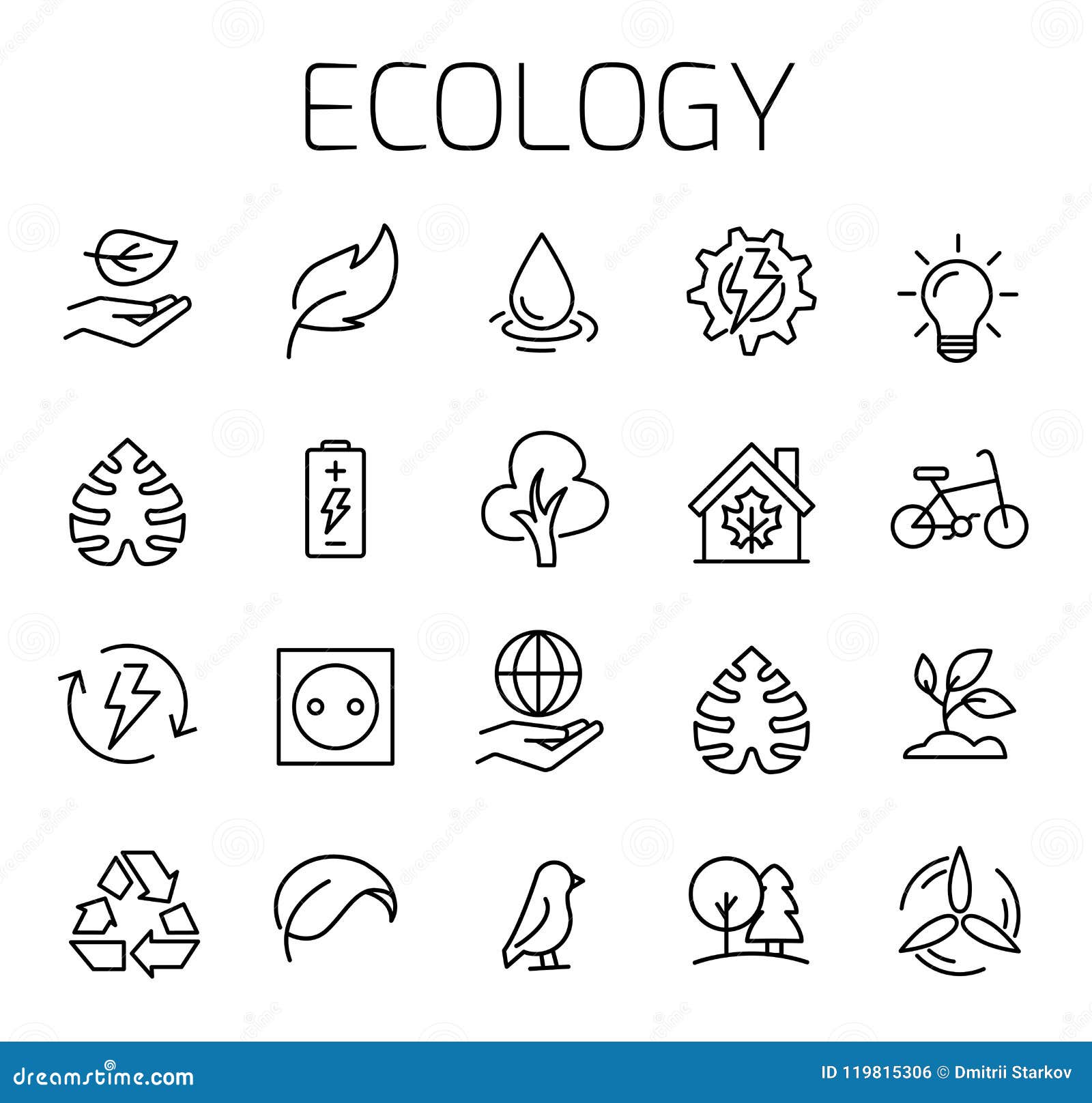 Ecology Related Vector Icon Set. Stock Vector - Illustration of green ...