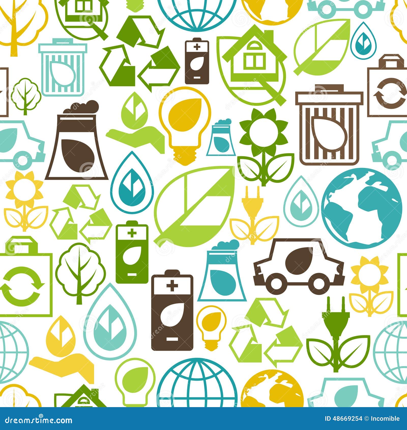 Ecology Seamless Pattern with Environment Icons. Stock Vector ...