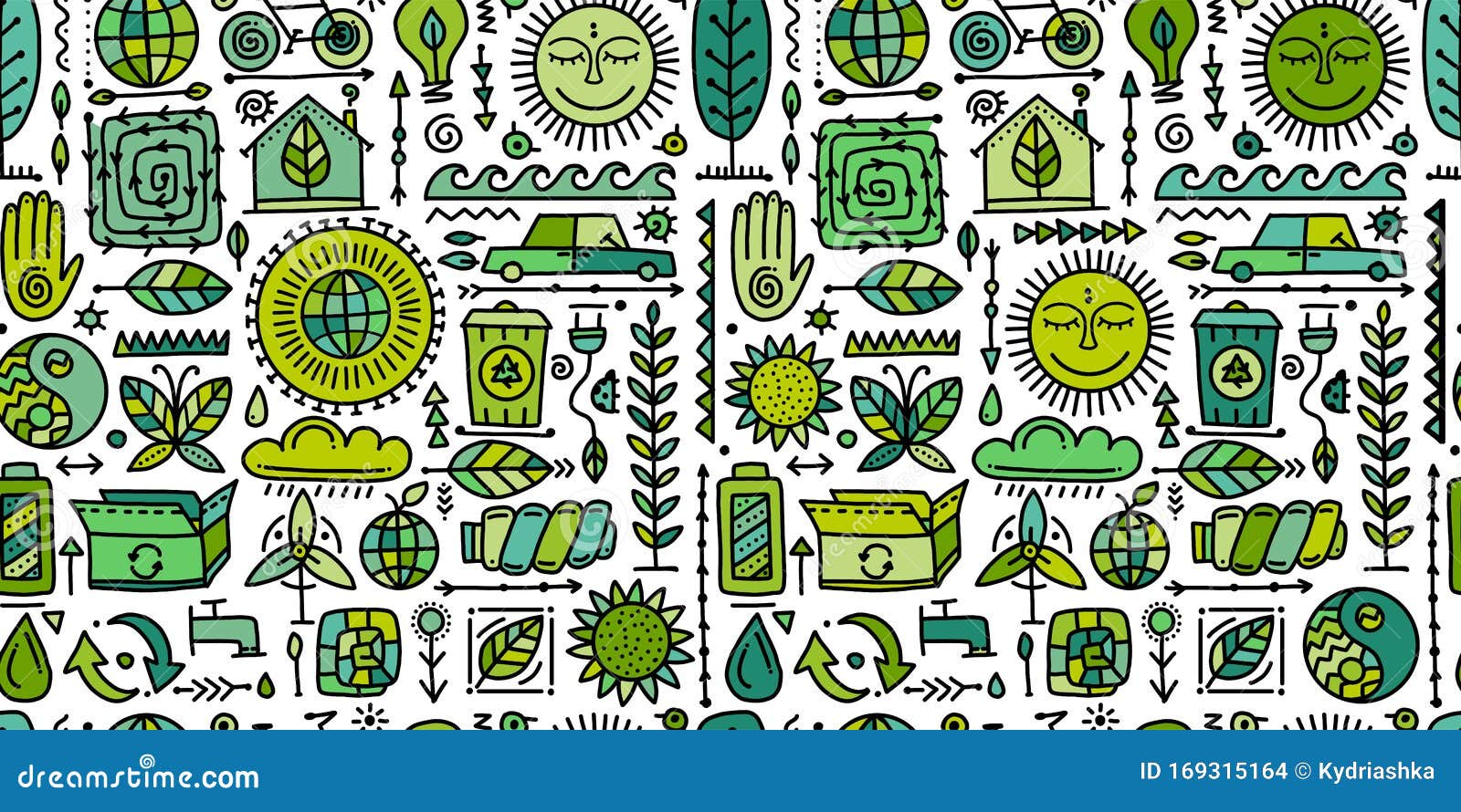 Ecology Seamless Pattern. Global Environment and Recycling Stock Vector ...