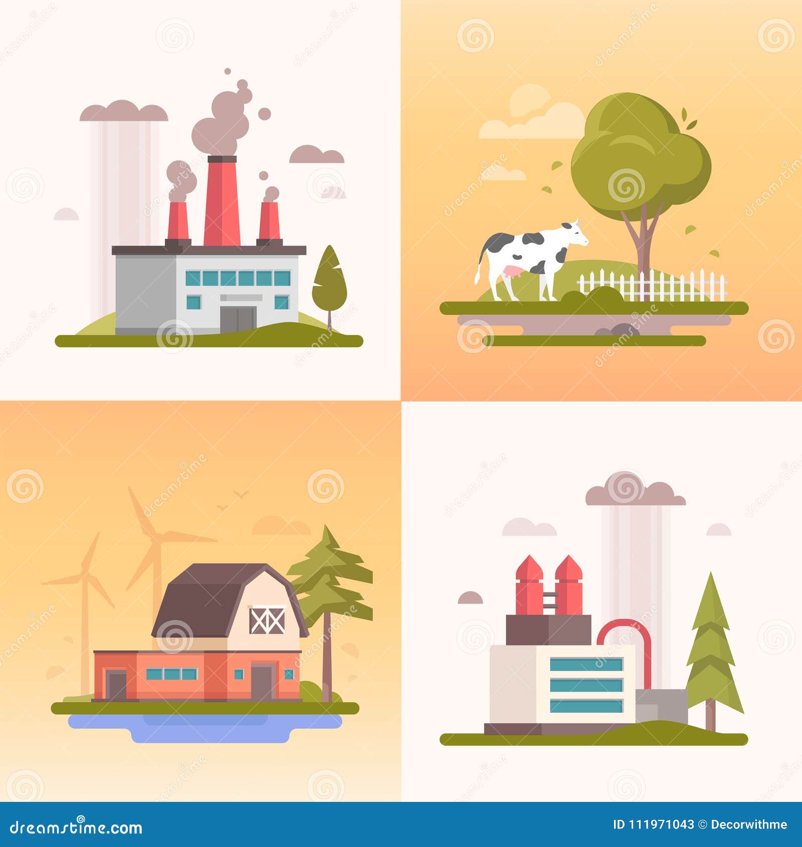 Ecology - Set of Modern Flat Design Style Vector Illustrations Stock ...