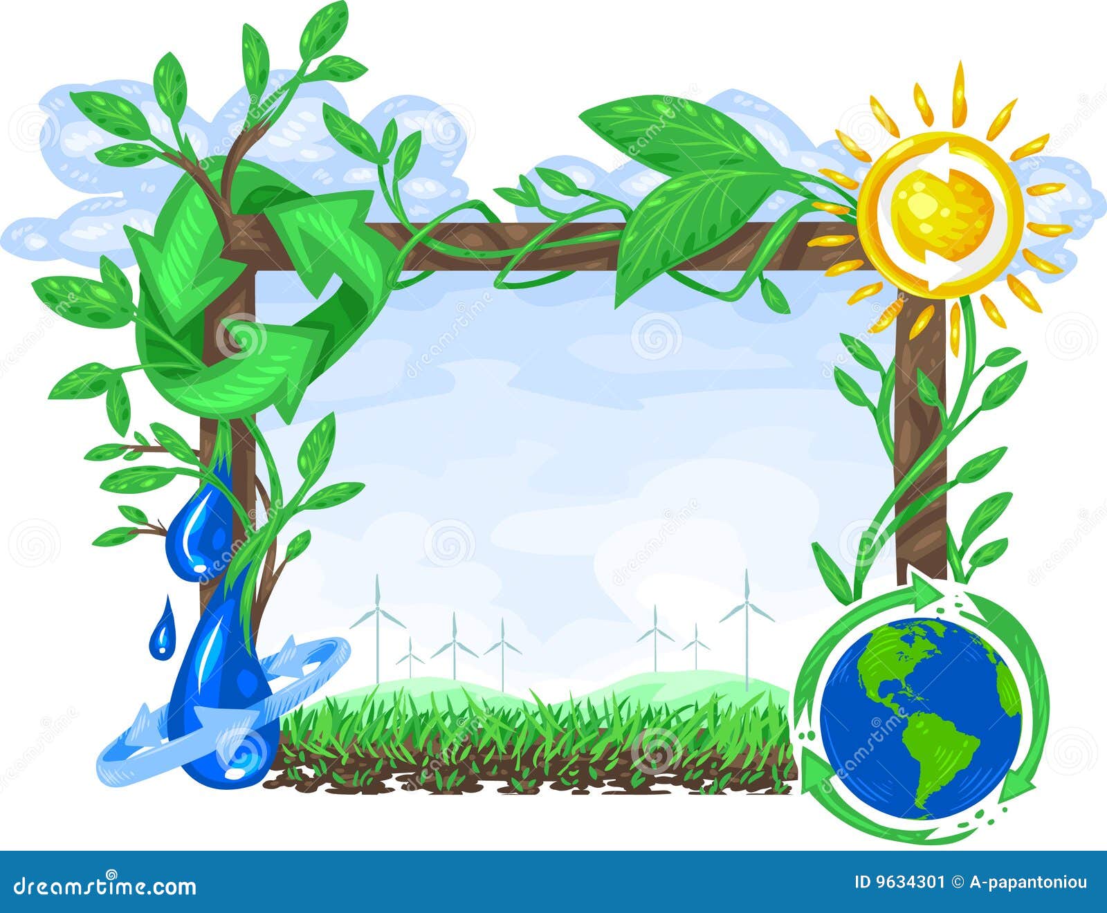 Ecology Sign stock vector. Illustration of turbines, grass - 9634301