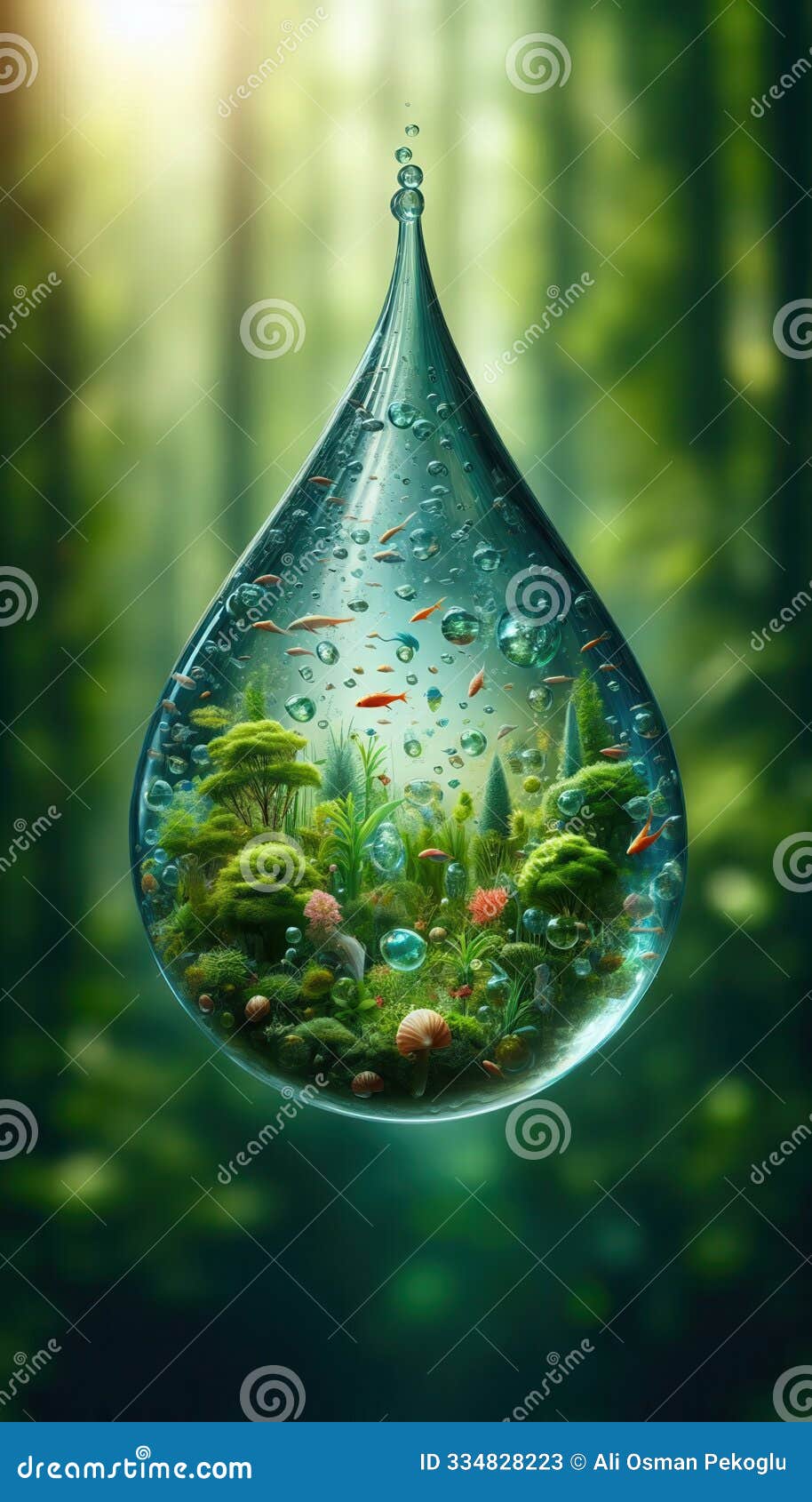 Ecology in a Small Drop of Water Stock Illustration - Illustration of ...