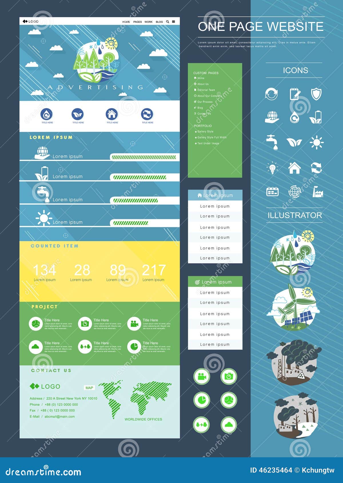 Ecology Style One Page Website Design Stock Vector - Illustration of ...