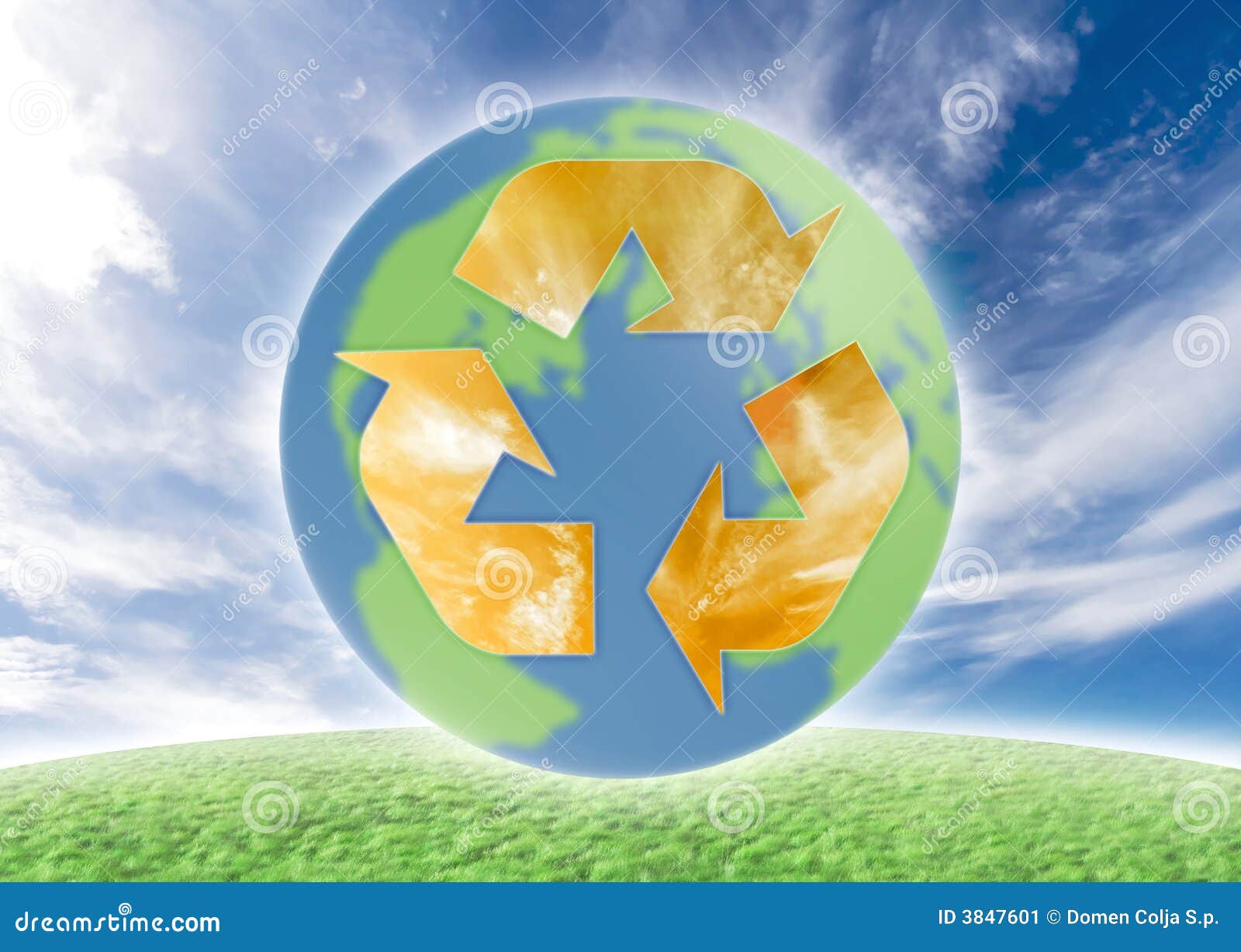 Ecology symbol over earth. stock illustration. Illustration of metaphor ...