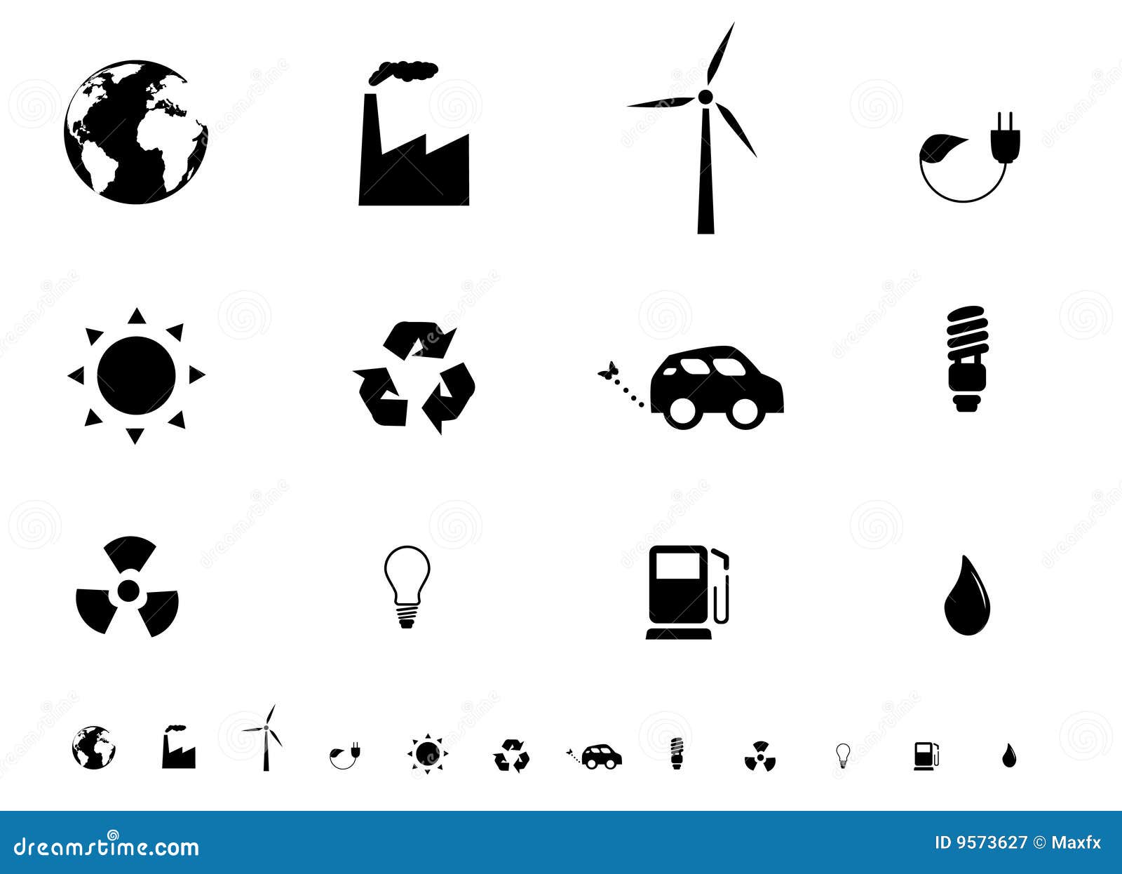 Ecology symbols icon set stock vector. Illustration of factory - 9573627