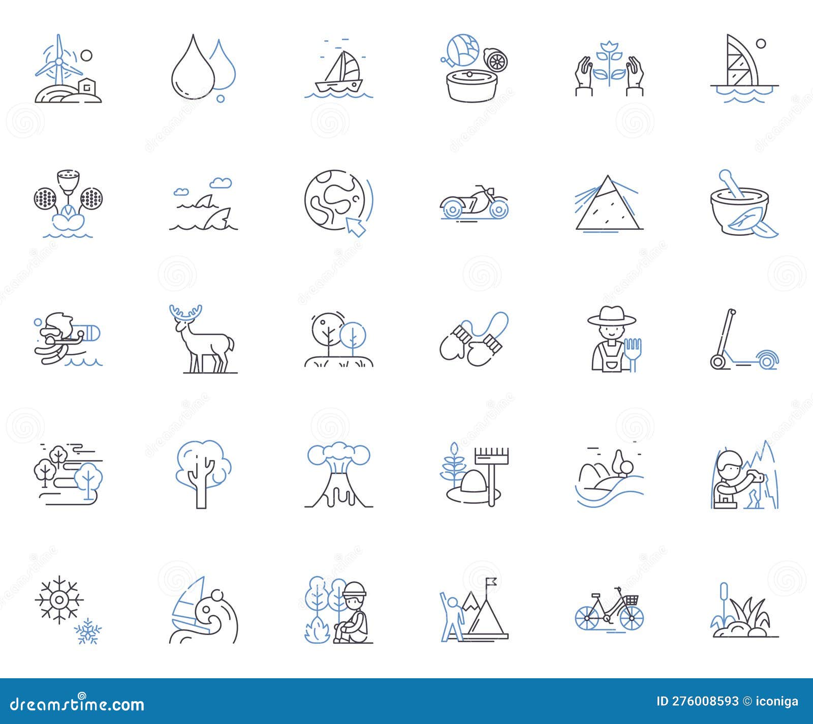 Ecology System Line Icons Collection Biodiversity Ecosystem Biome