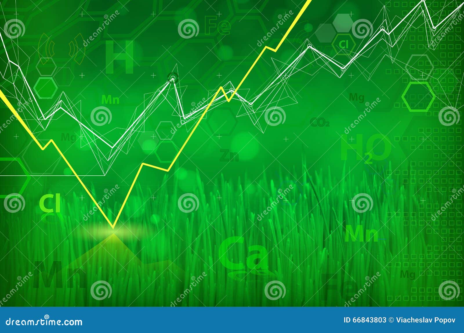 Ecology Technology Concept - Chemical Formulas, Green Abstract B Stock ...
