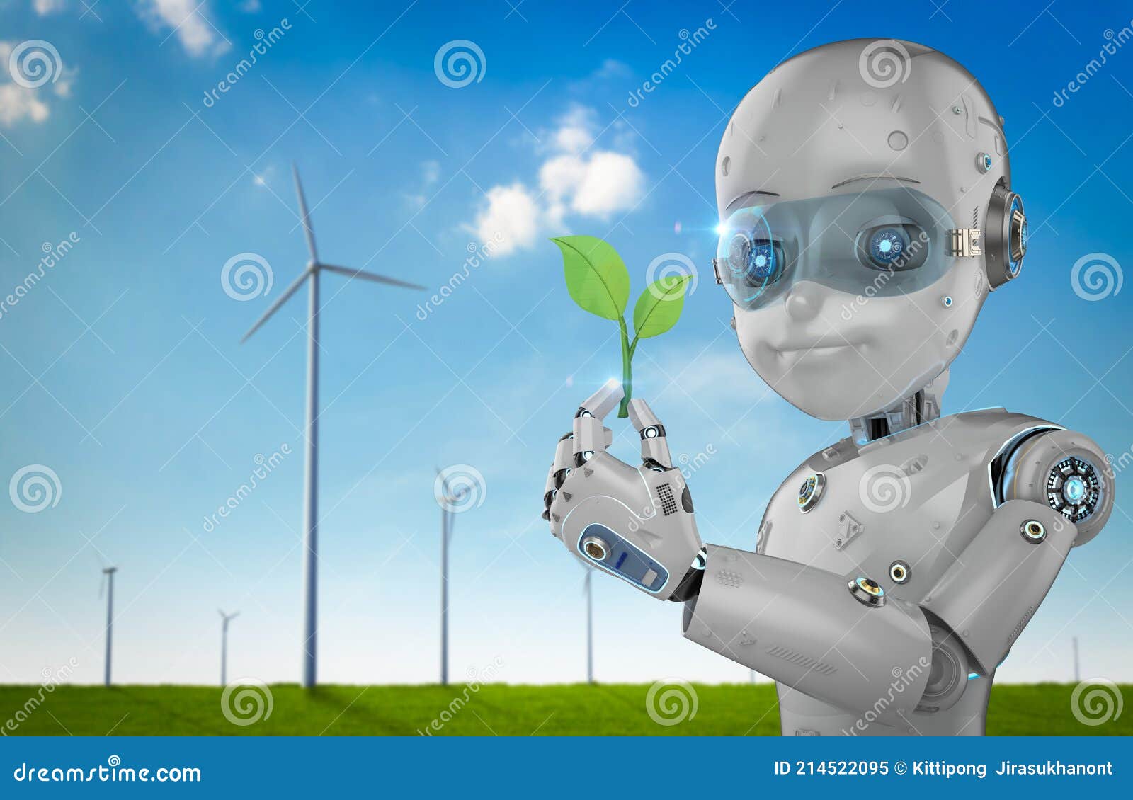 Ecology Technology with Robot Boy Stock Image - Image of automaton ...