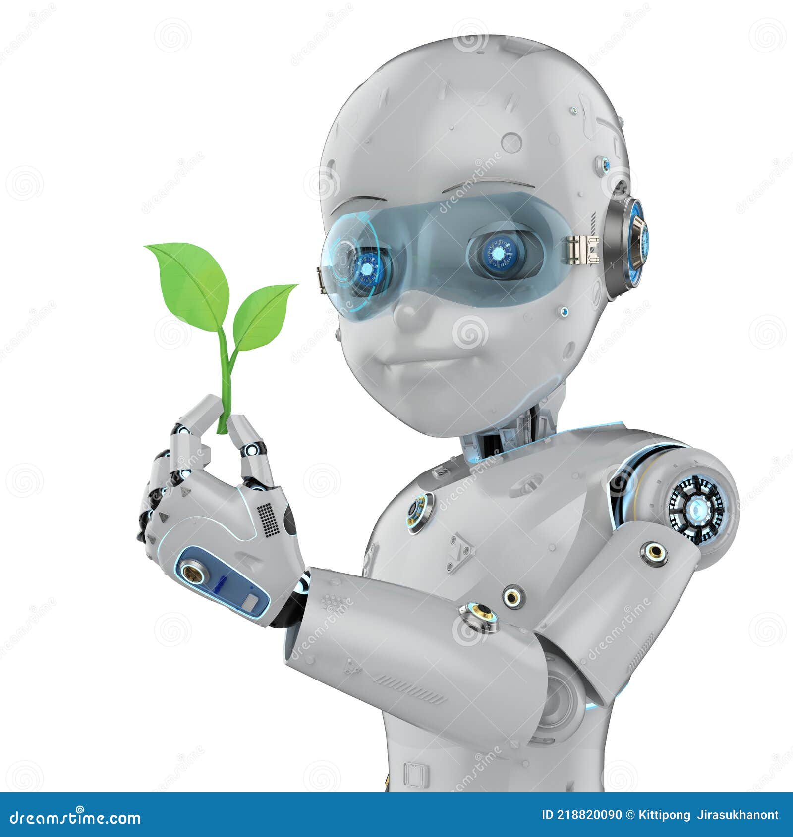 Ecology Technology with Robot Boy Stock Illustration - Illustration of ...