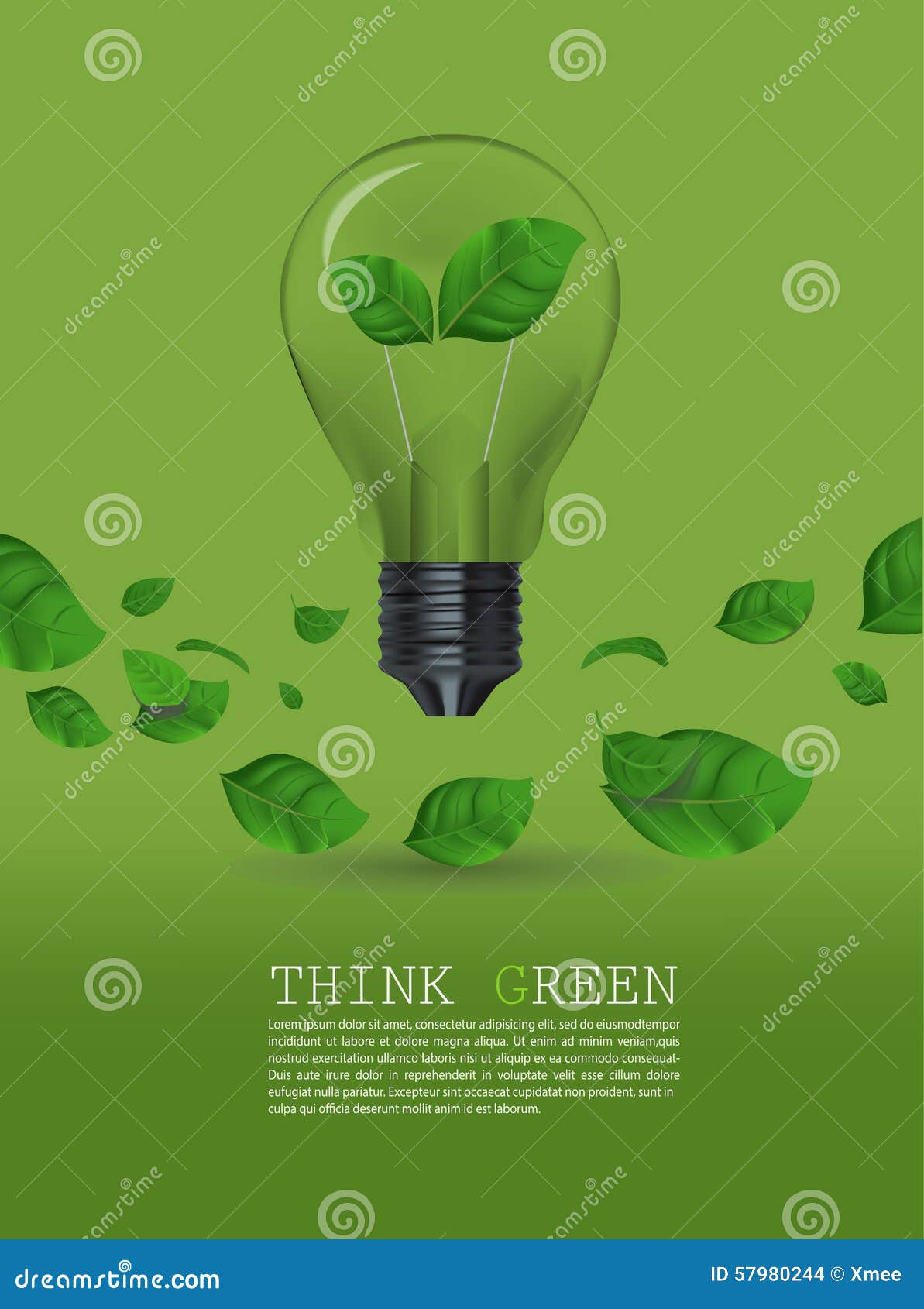 Ecology Think Green Bulb Vector Illustration. Stock Vector ...