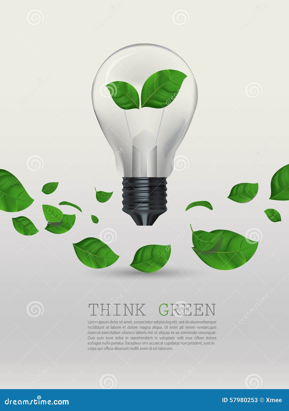 Ecology Think Green Bulb Vector Illustration. Stock Vector ...